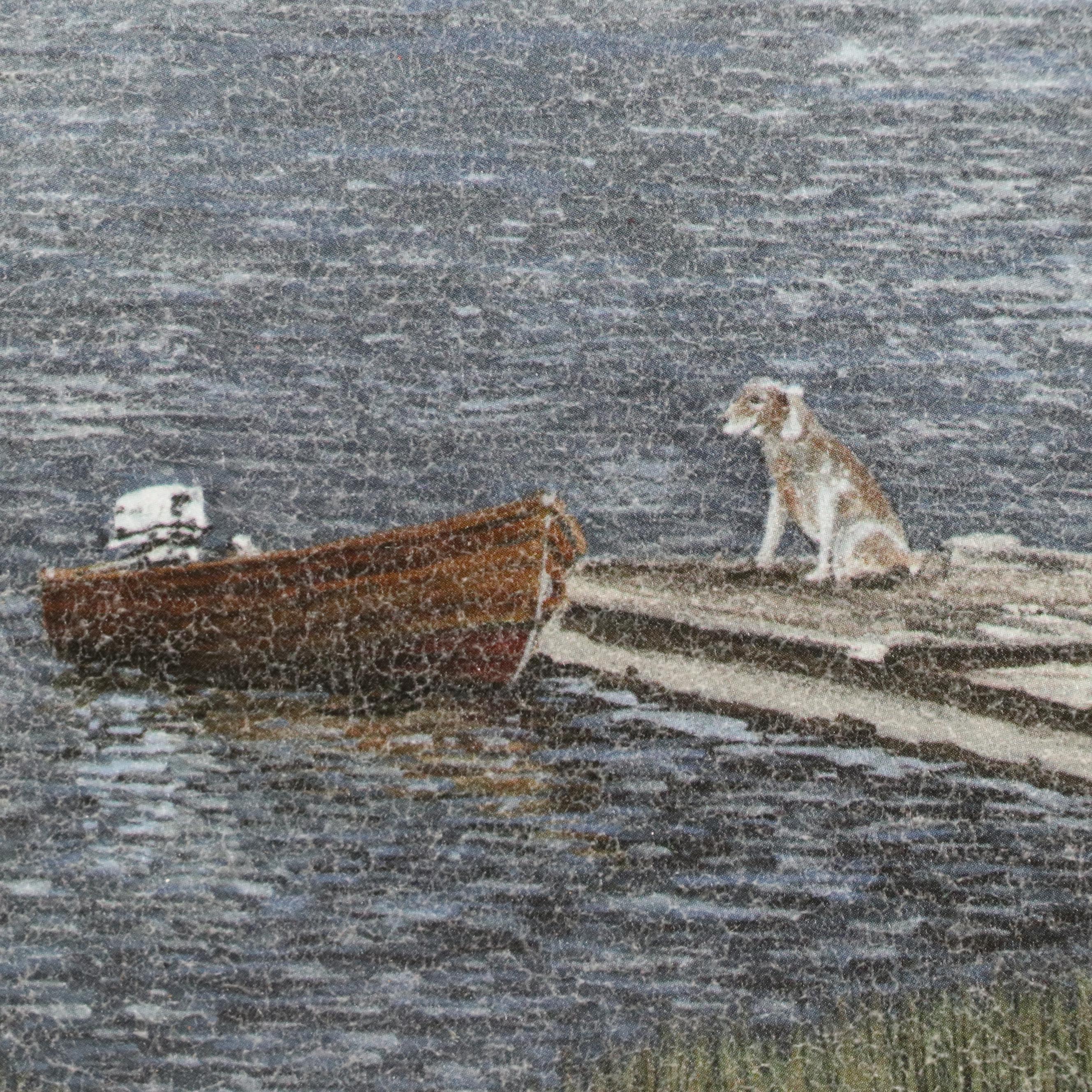 After James W. Harris Lake Landscape Offset Lithograph, Late 20th ...