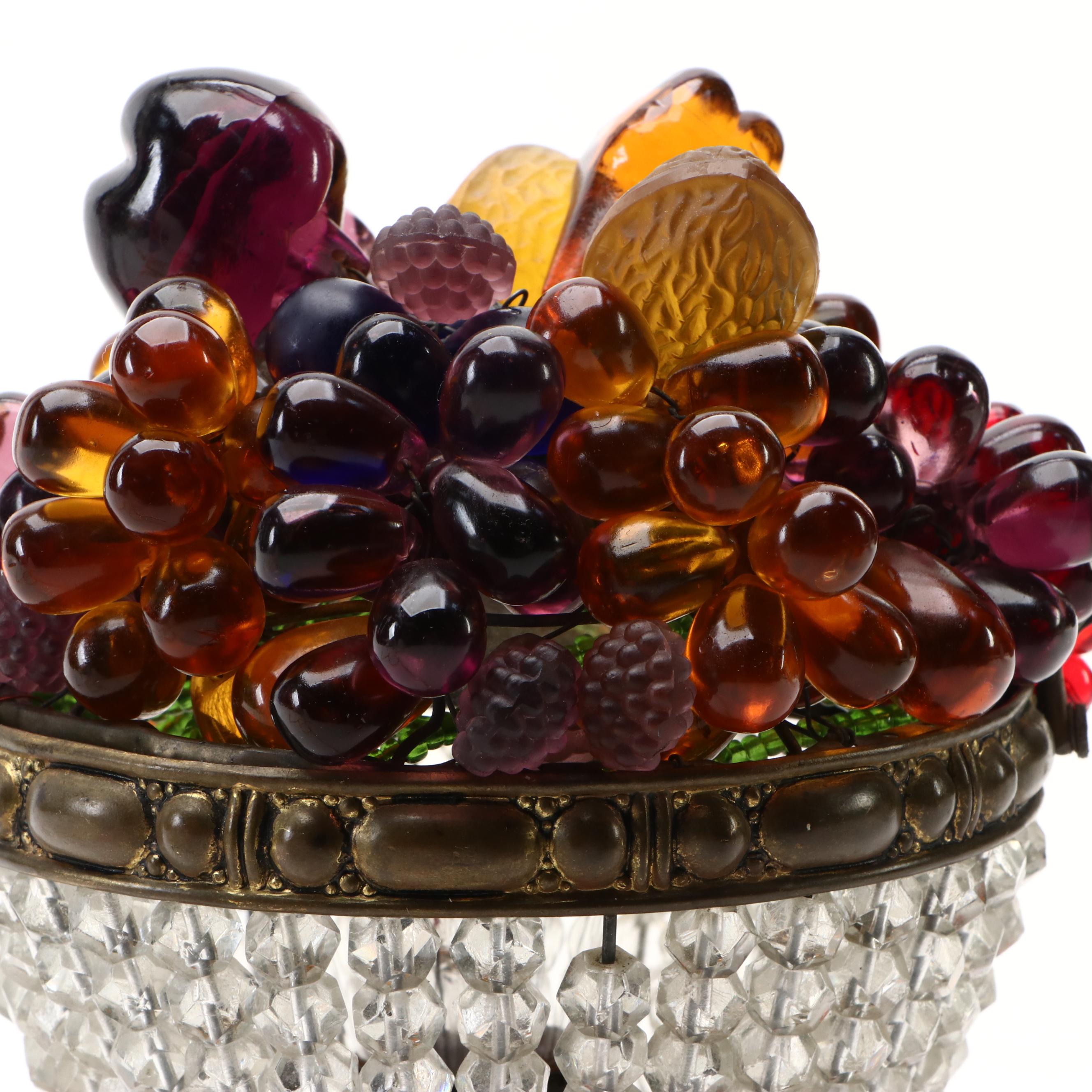 Czech Style Glass Fruit Basket Table Lamp | EBTH