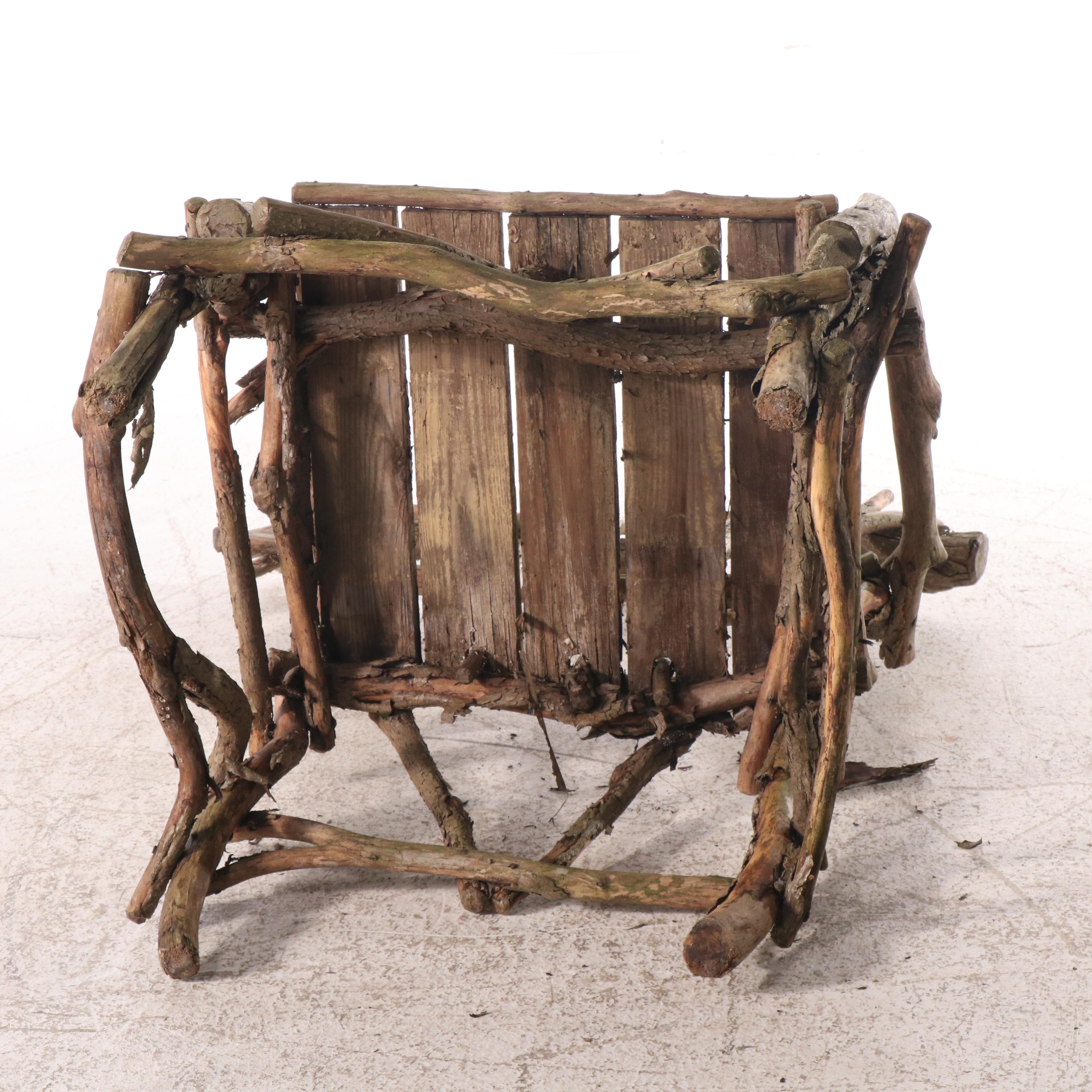 Robert Beaven Adirondack Style Handmade Twig and Branch Armchair, 20th ...