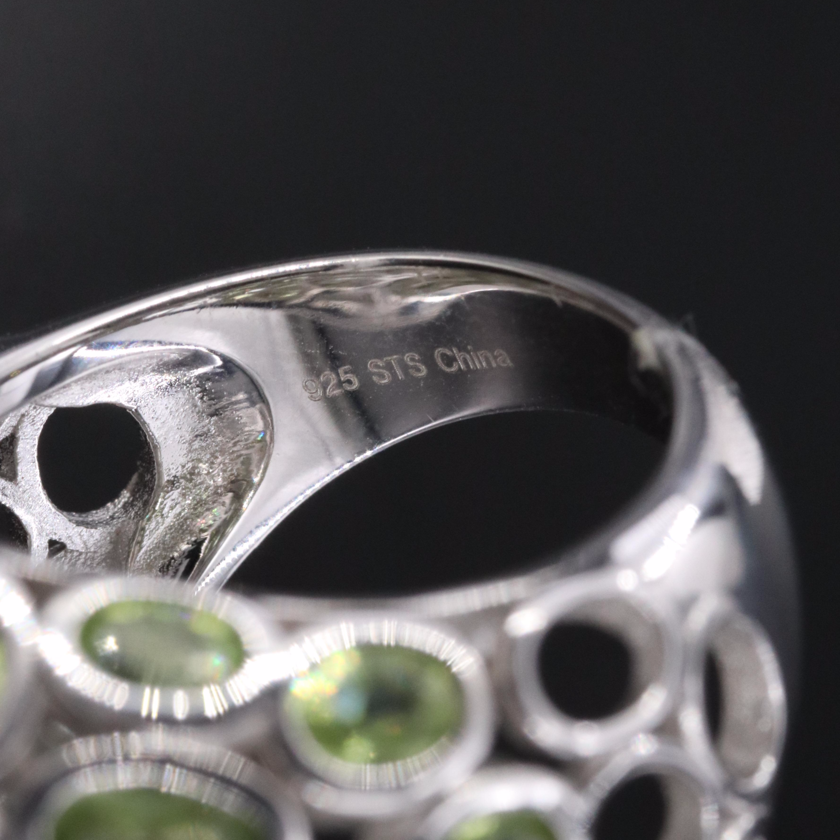 Sterling Ring with Jadeite, Peridot and White Sapphire | EBTH