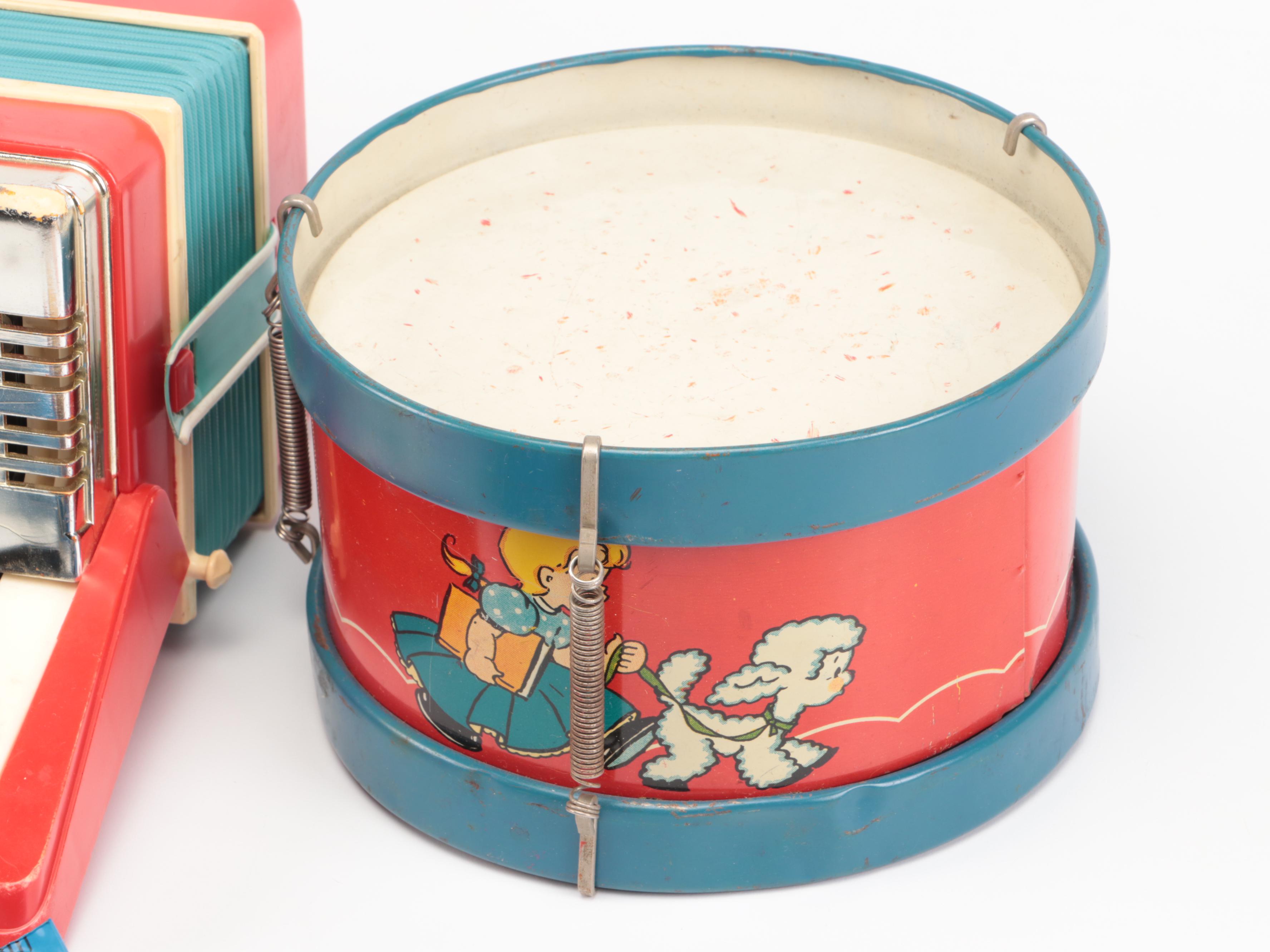 Emenee Toy Accordion with Drum, Xylophone, and More Vintage Toy ...