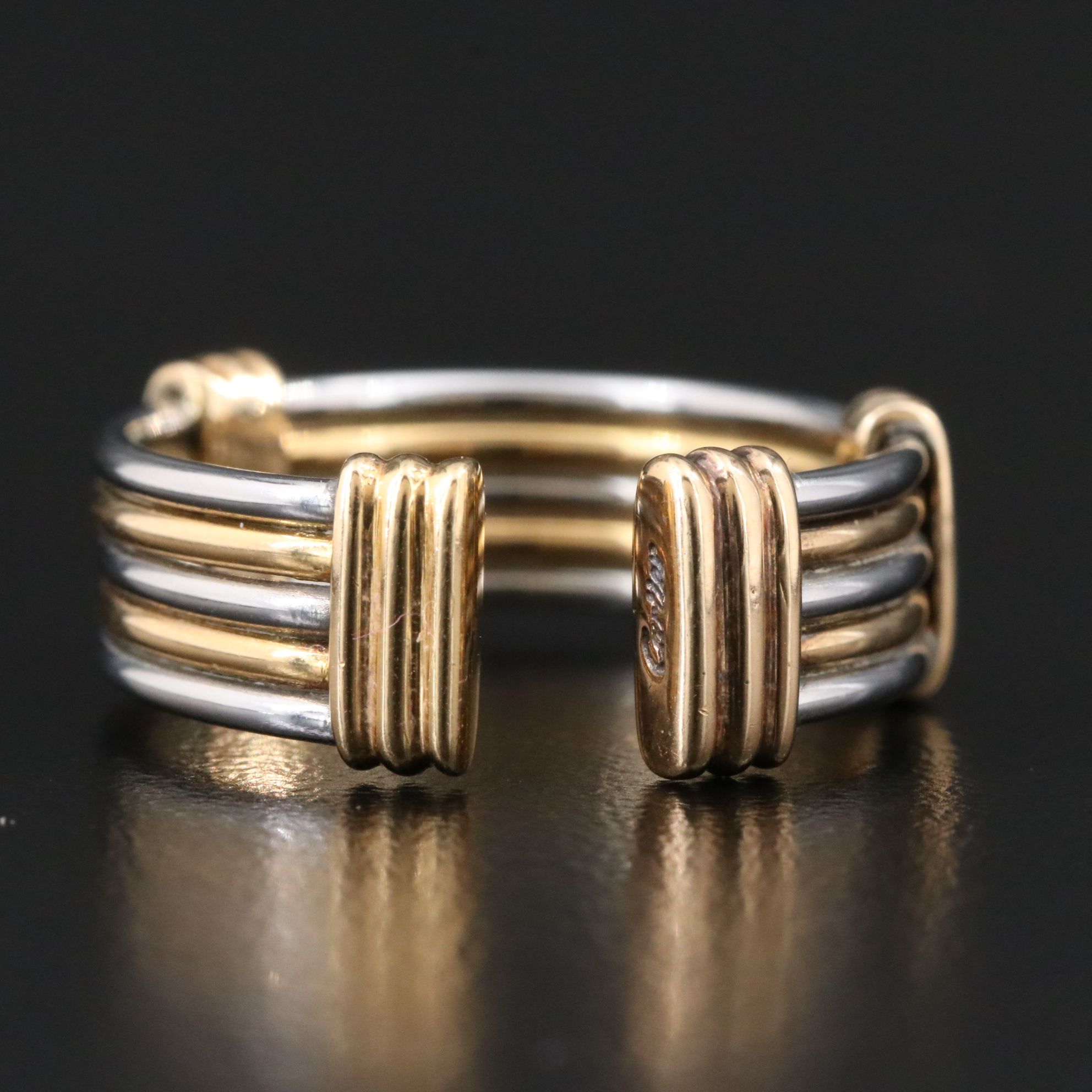 Cartier 18K and Steel Corrugated Open Ring | EBTH
