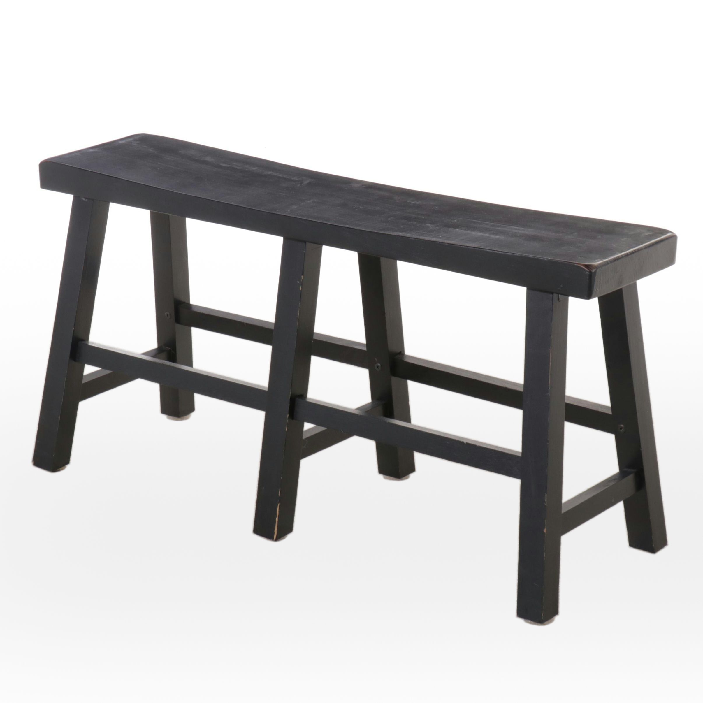 Rustic Ebonized Wood Bench | EBTH