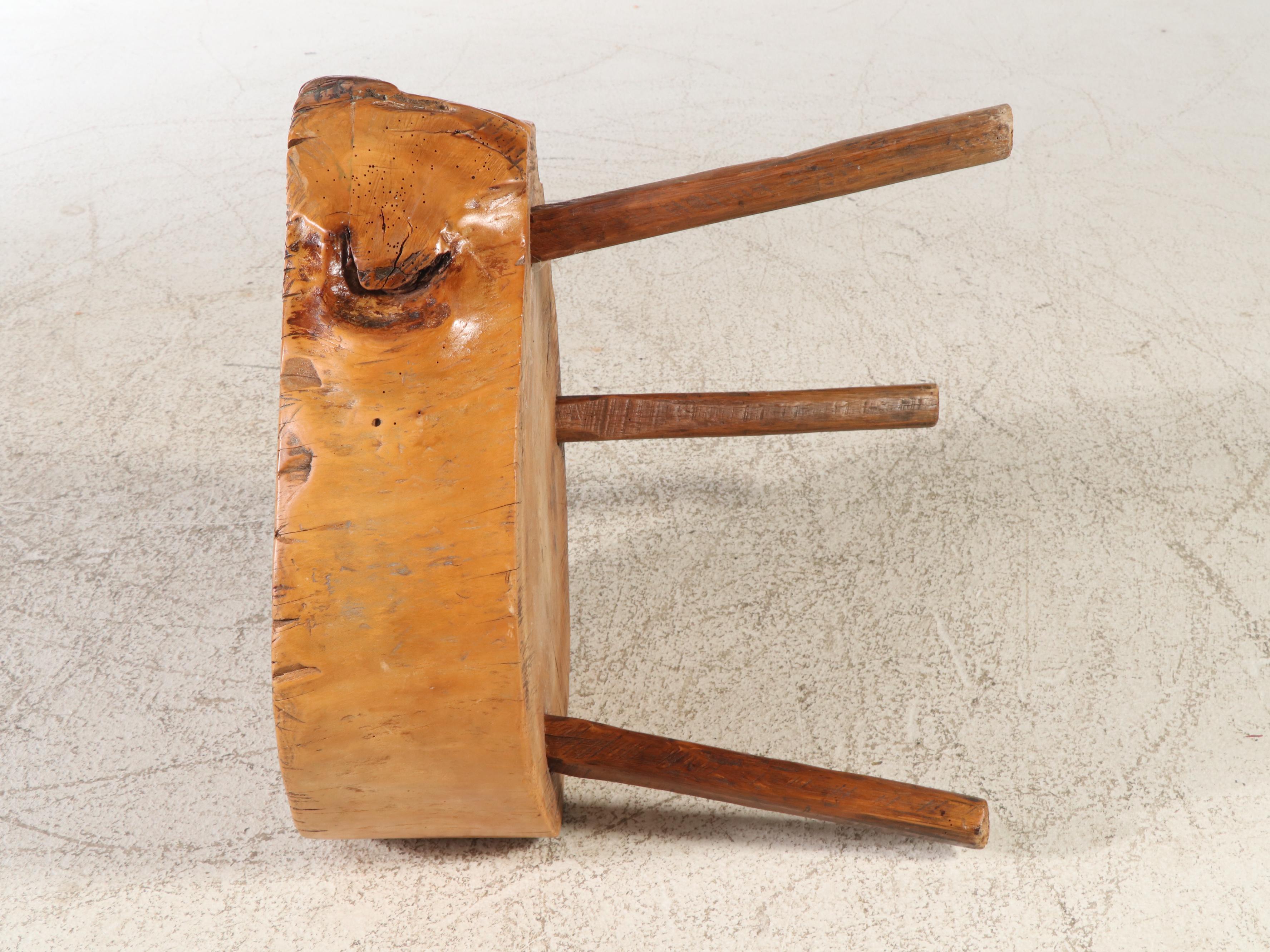 Primitive Style Wood Slab Low Side Table | EBTH