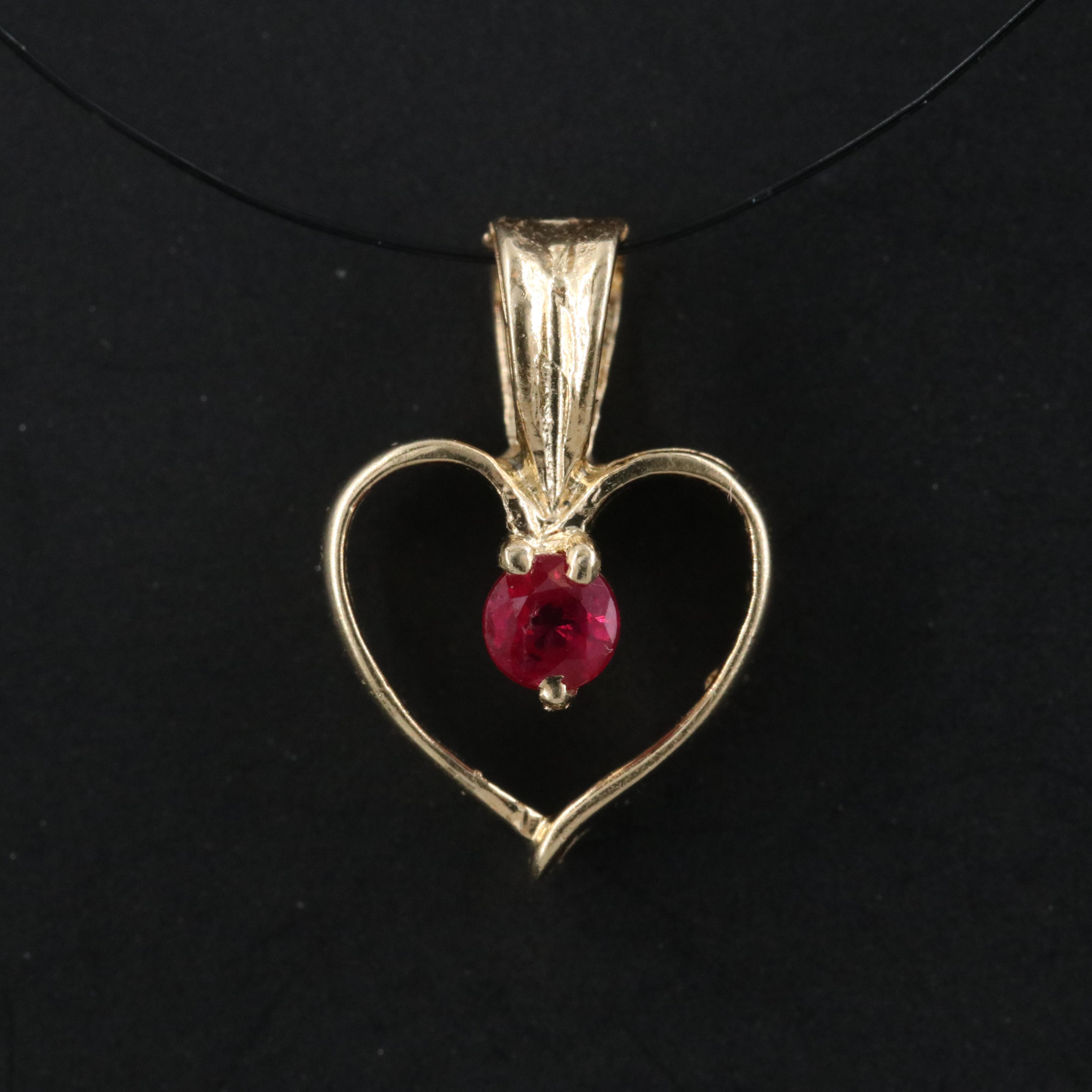 14K Ruby Heart Pendant | EBTH