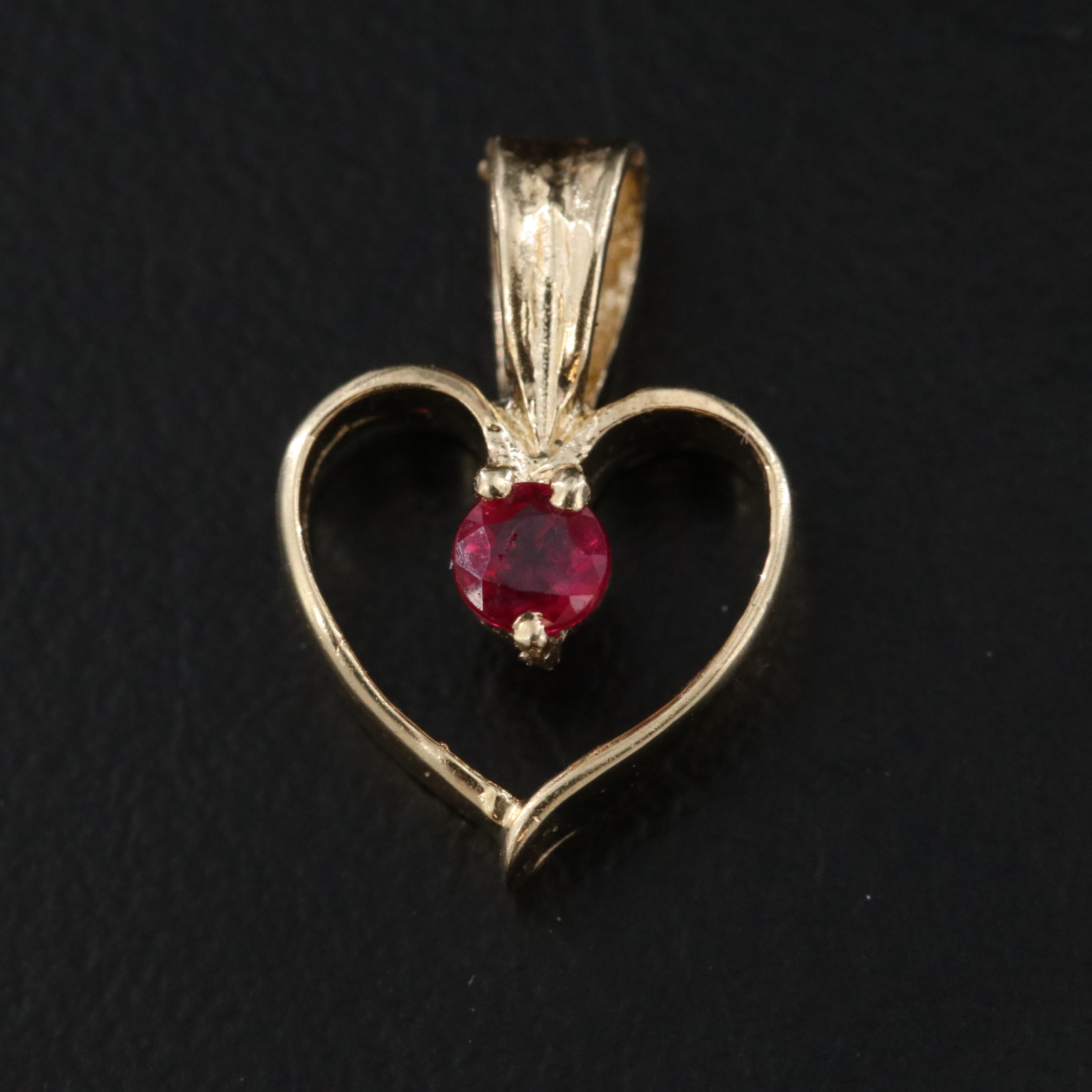 14K Ruby Heart Pendant | EBTH