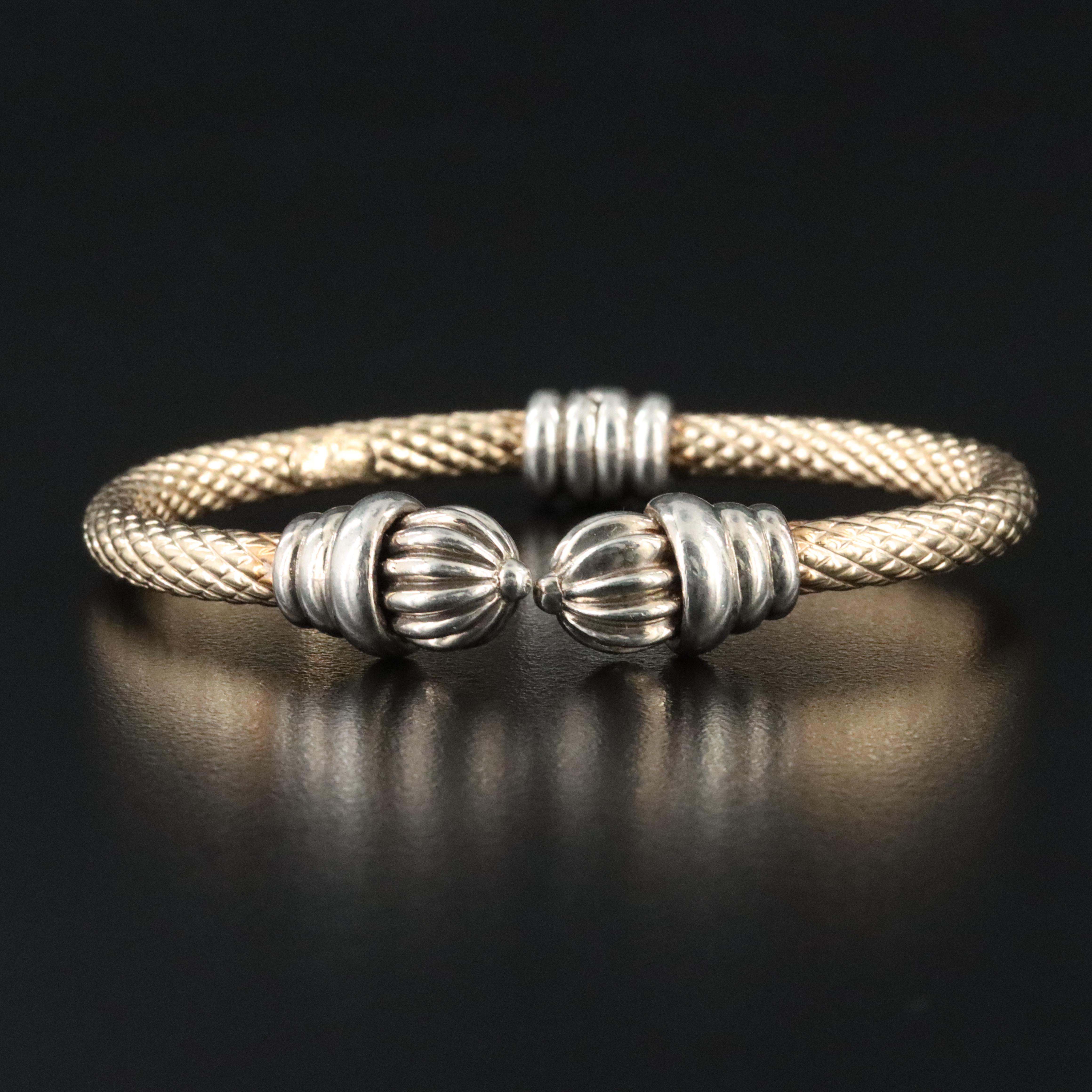 Peter Brams 14K and Sterling Textured Cuff Bracelet | EBTH