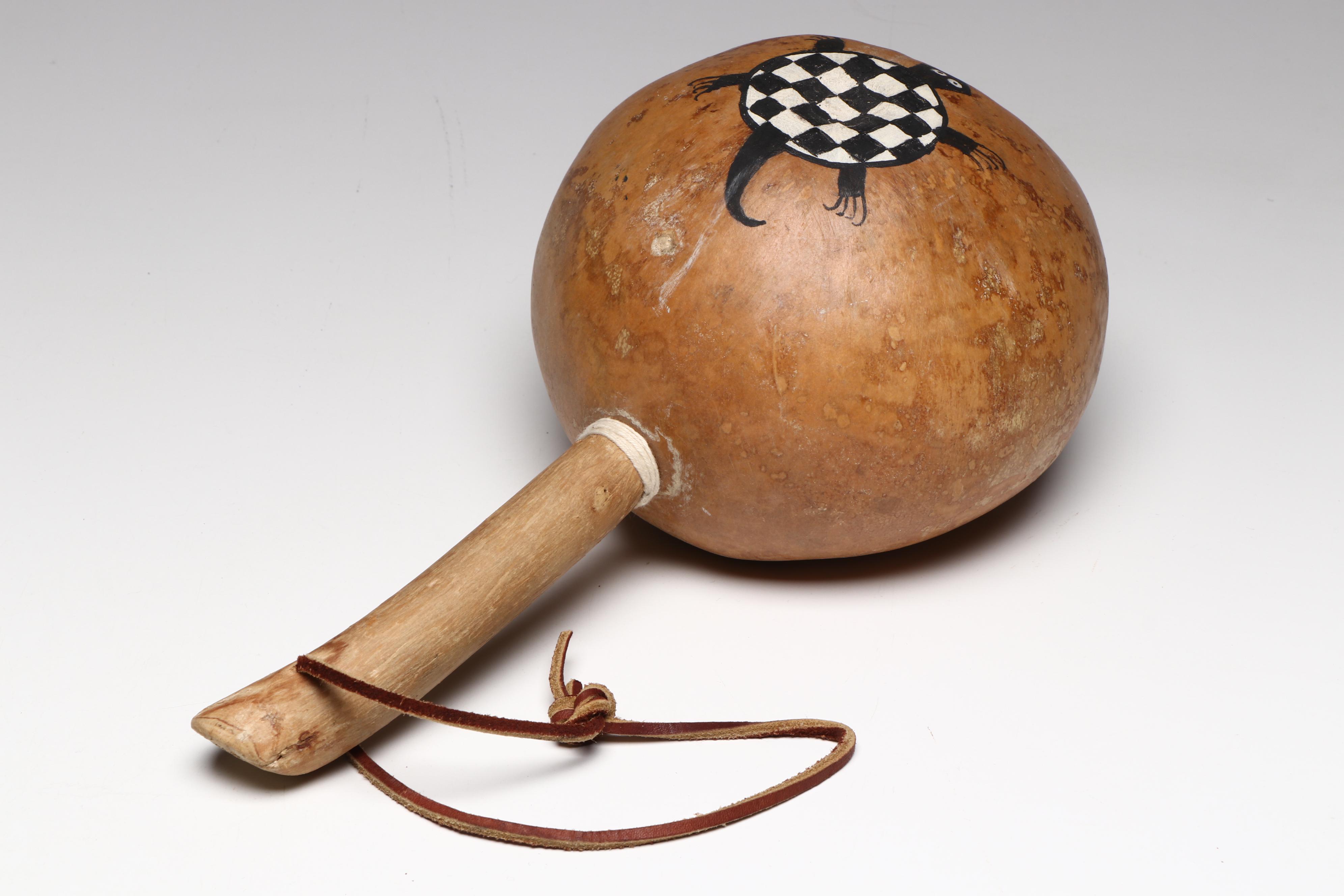 Hopi Dance Hand-Painted Gourd and Cottonwood Rattles | EBTH