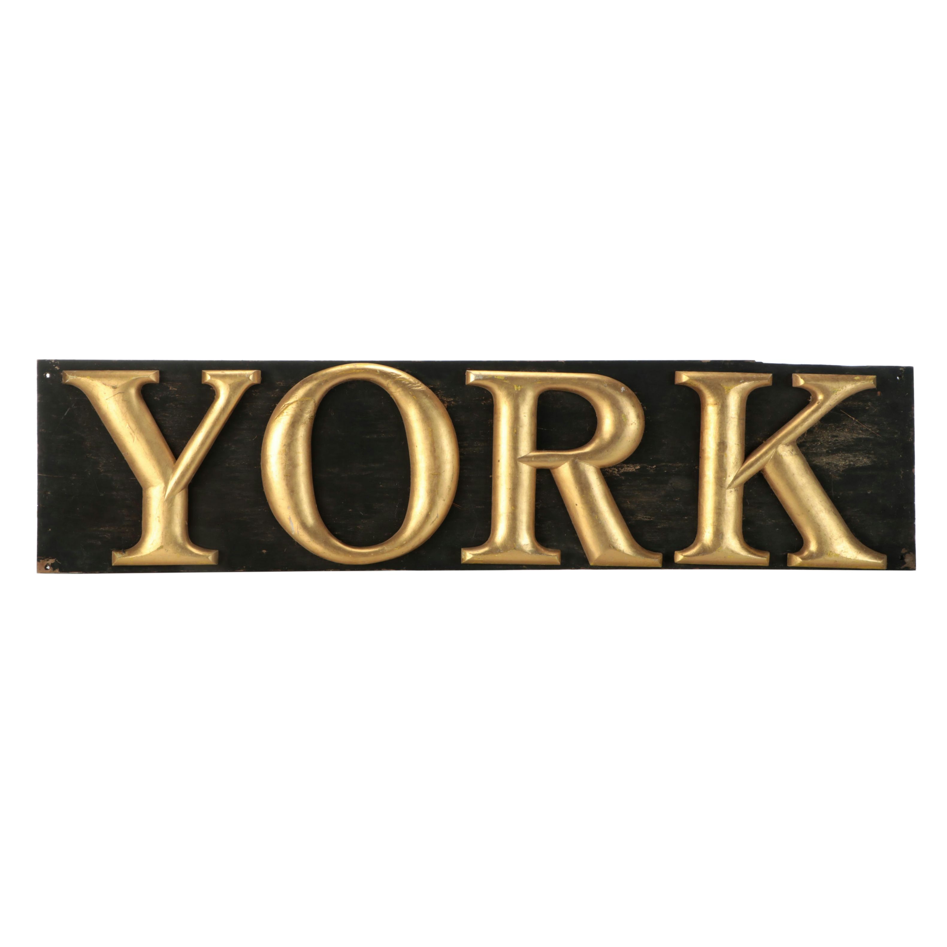Large American Architectural Sign with Gilt Decorated Letters Spelling ...