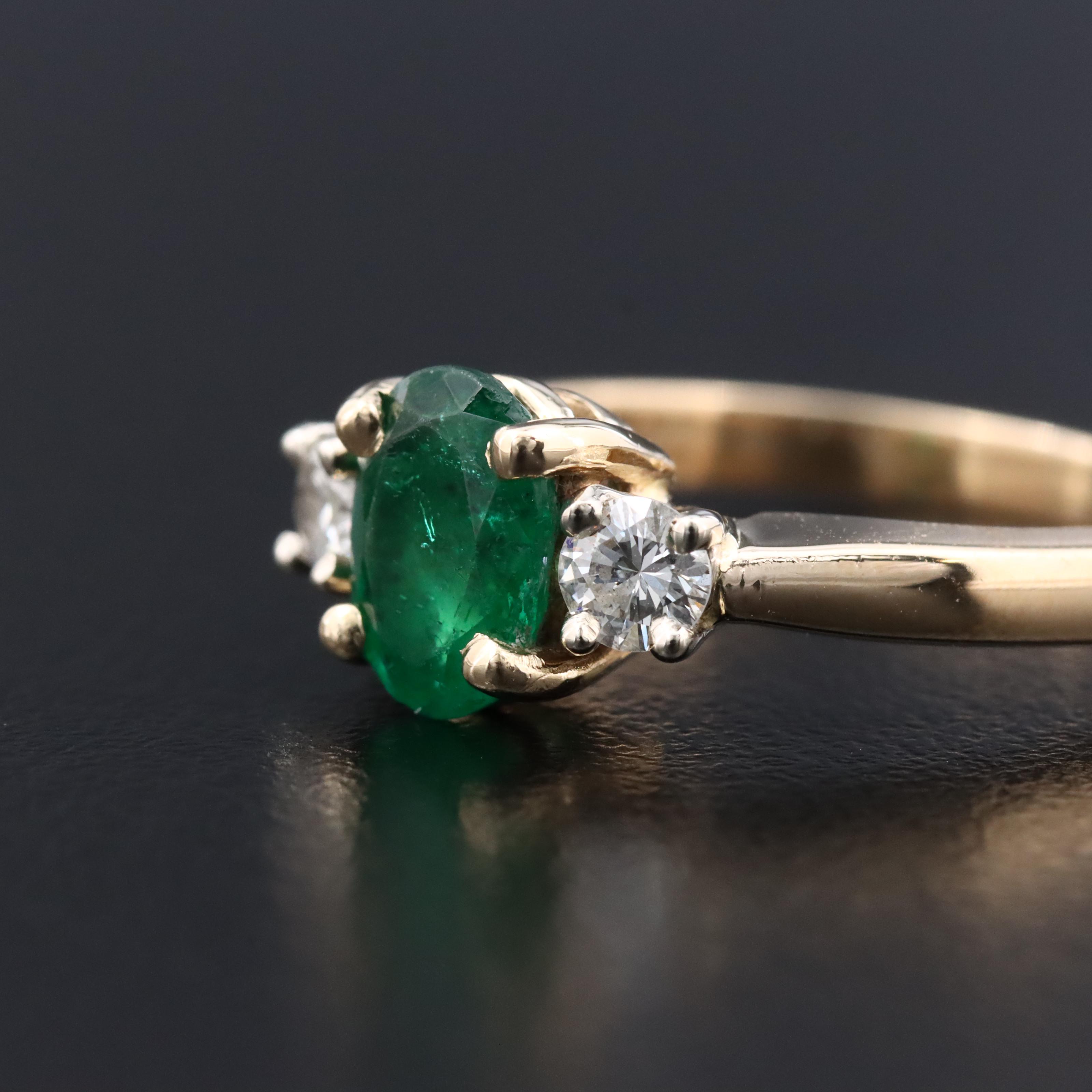 14K Emerald and Diamond Ring | EBTH