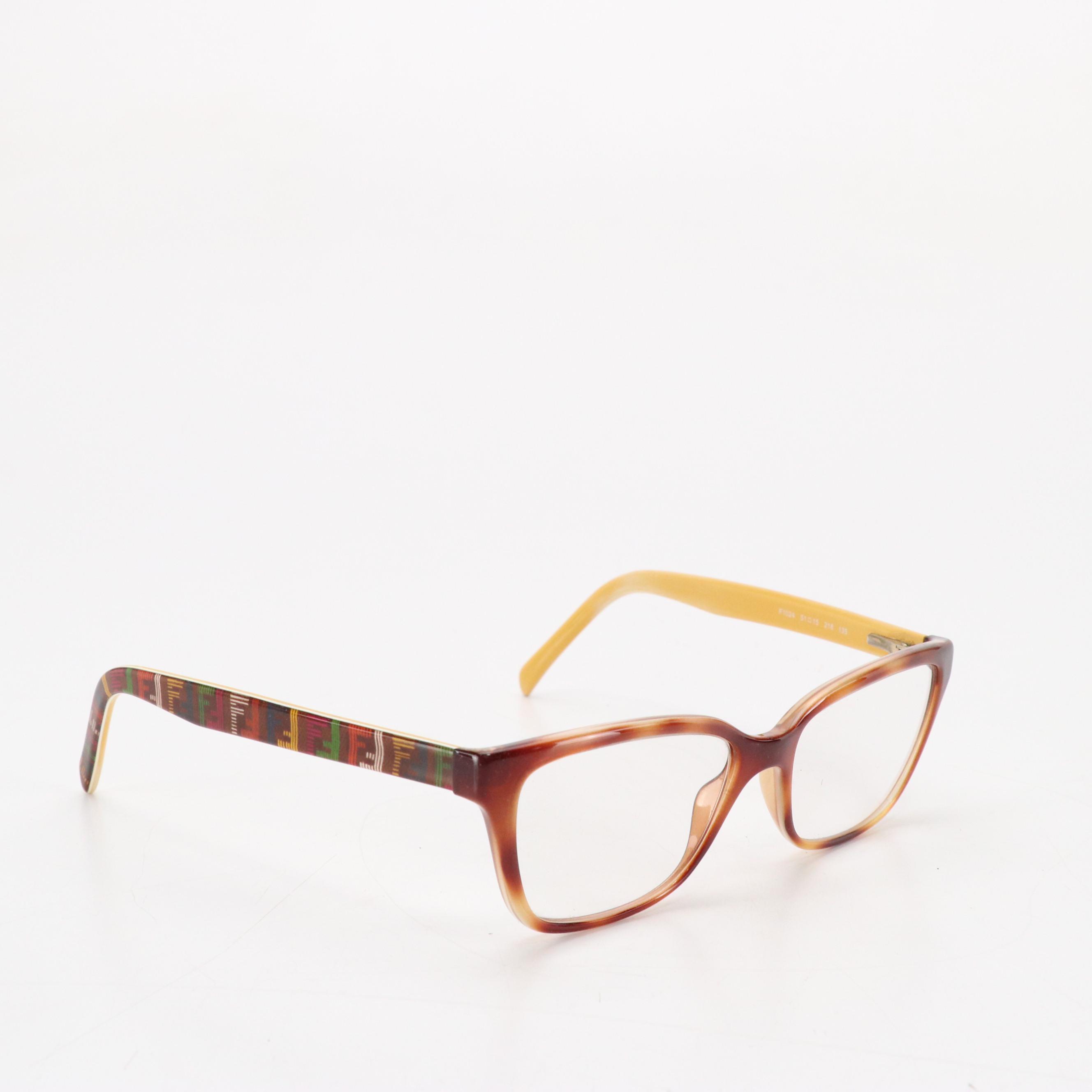 Fendi F1024 218 Square Multi Color Logo Arm Prescription Eyeglasses ...