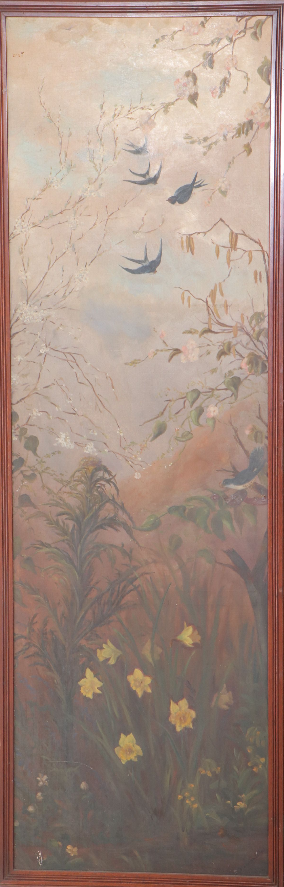 Hand-Painted Seasonal Landscapes Four-Panel Room Divider, 20th Century ...