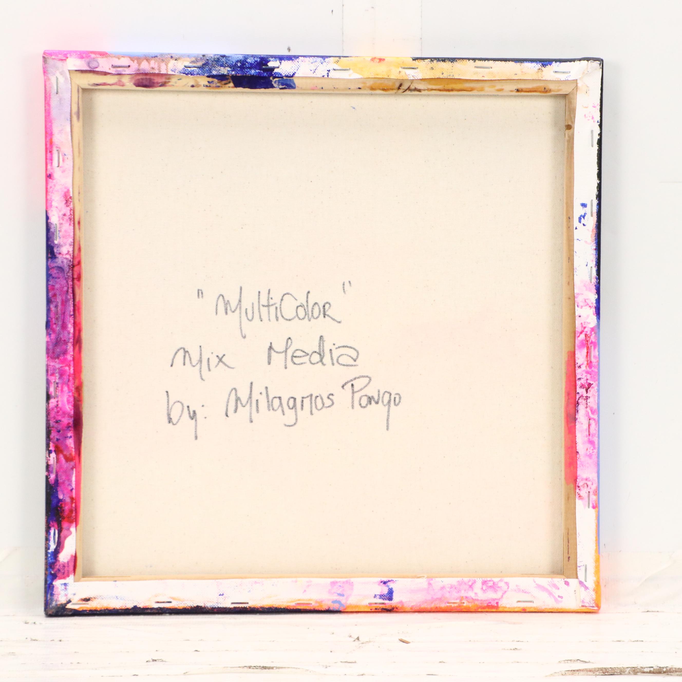 Milagros Pongo Abstract Mixed Media Painting "MultiColor," 21st Century ...