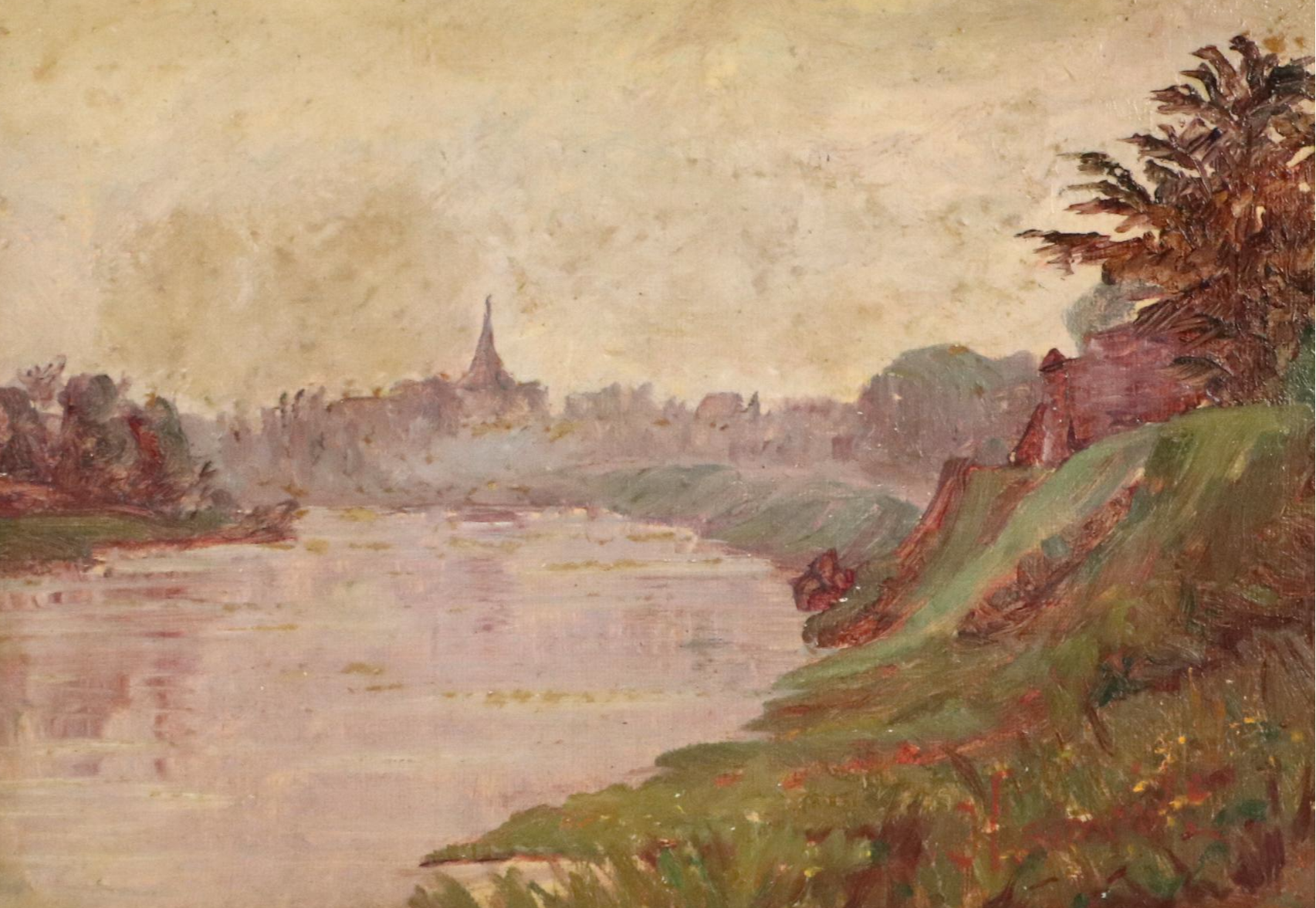 Jeanne Reimbolte Impressionistic Oil Painting of River Bank | EBTH