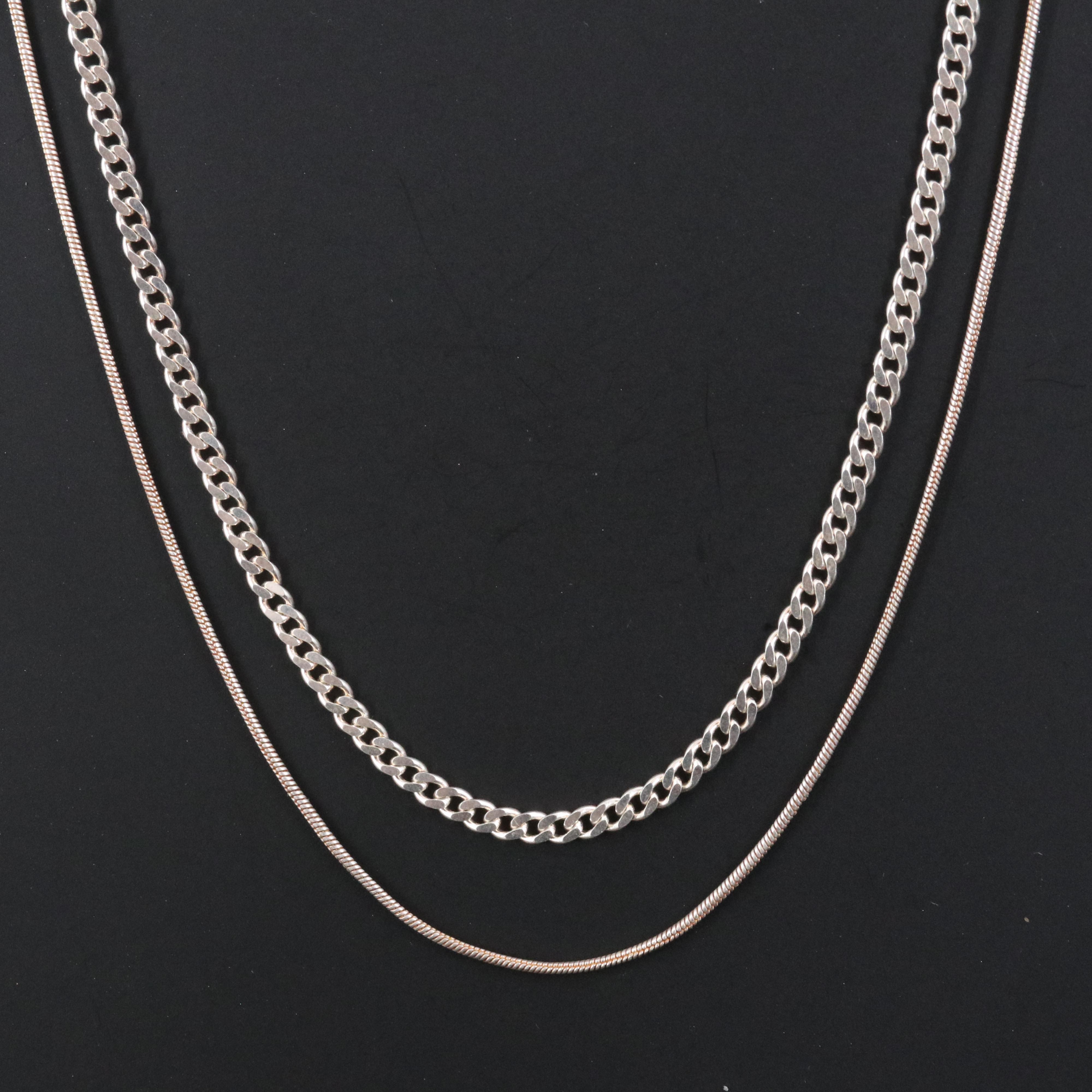 Sterling Snake and Curb Chain Necklaces | EBTH