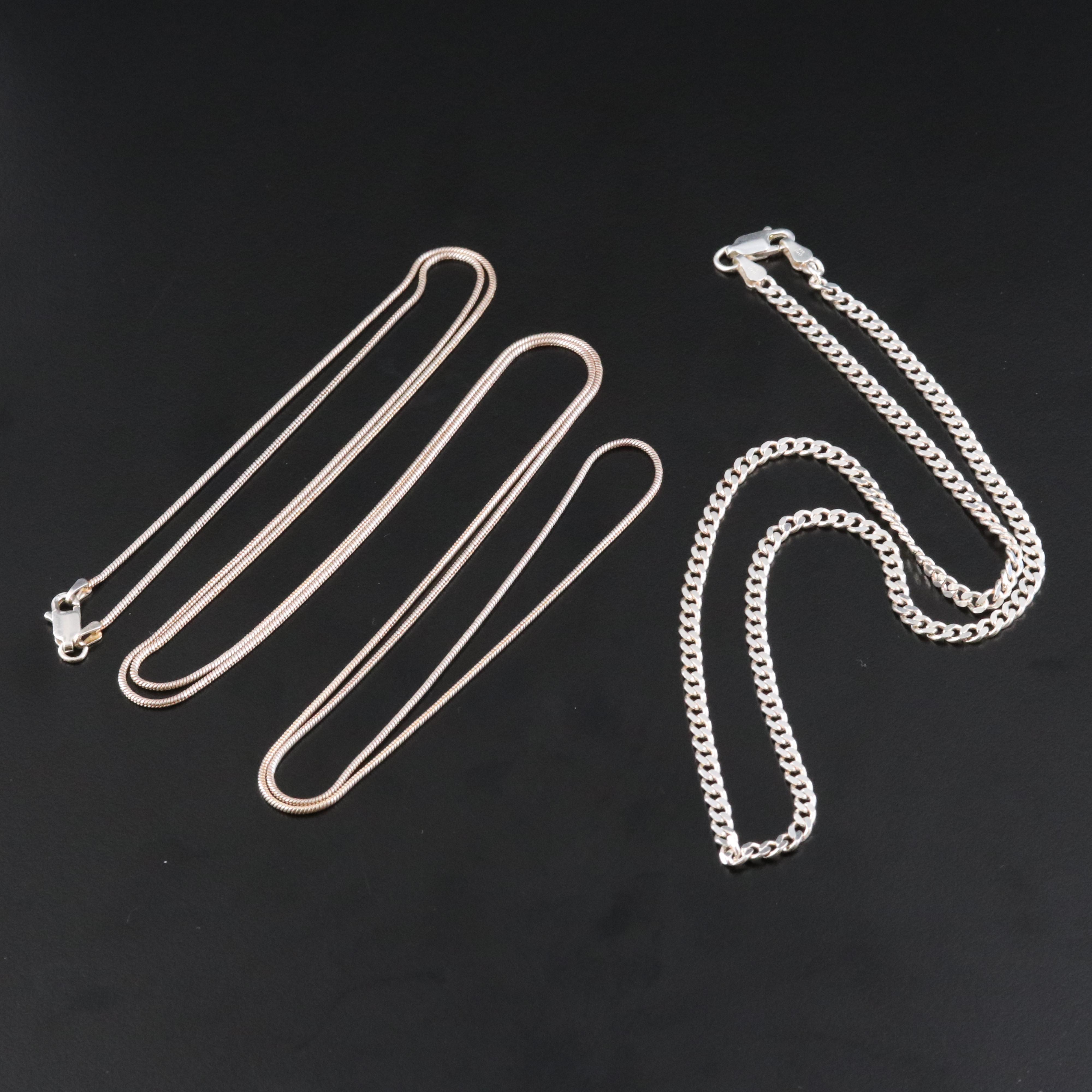Sterling Snake and Curb Chain Necklaces | EBTH
