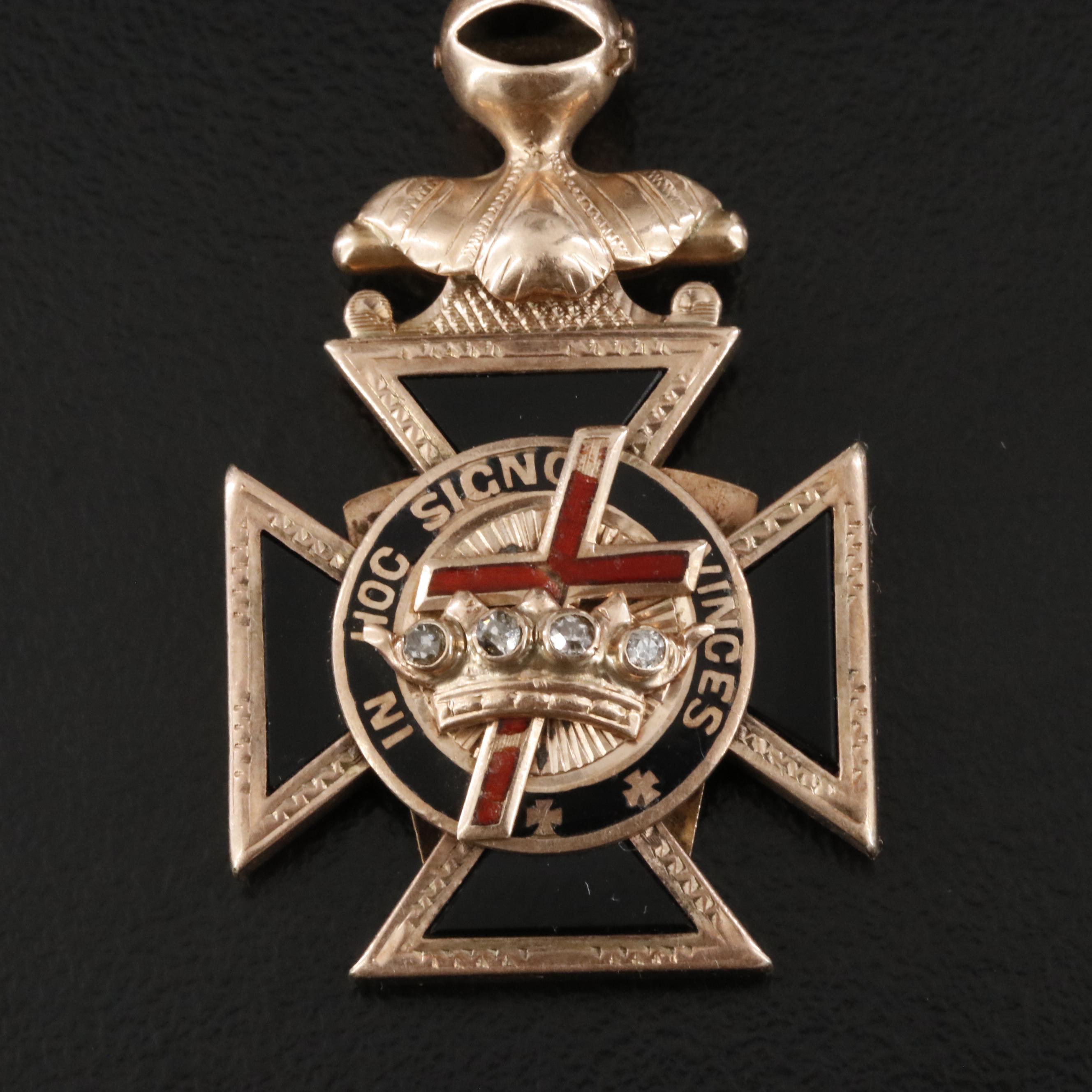14K Sigma XI and 10K Enamel Masonic Pendants Including Diamonds | EBTH