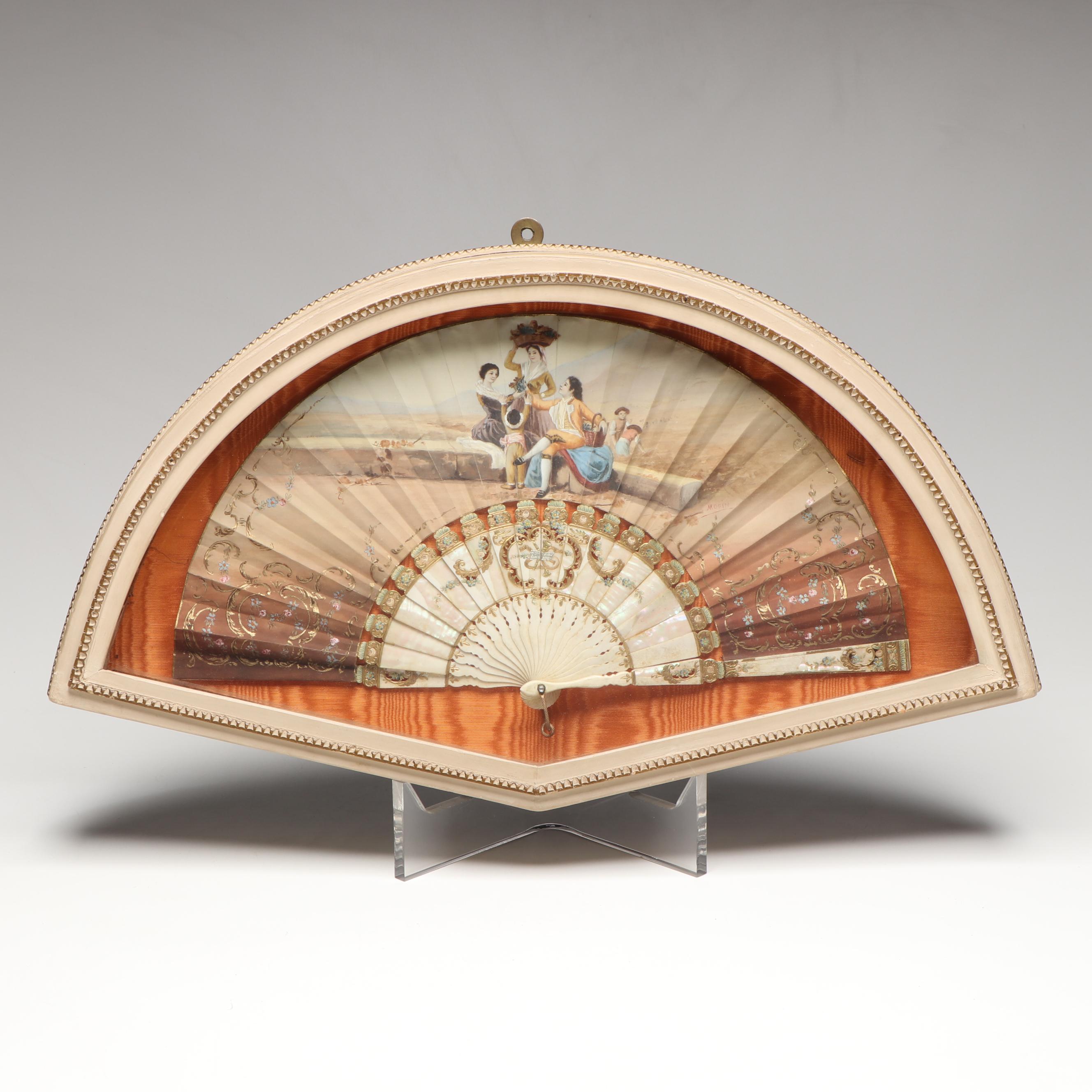 Mosin Hand-Painted Fan with Abalone, 19th Century | EBTH