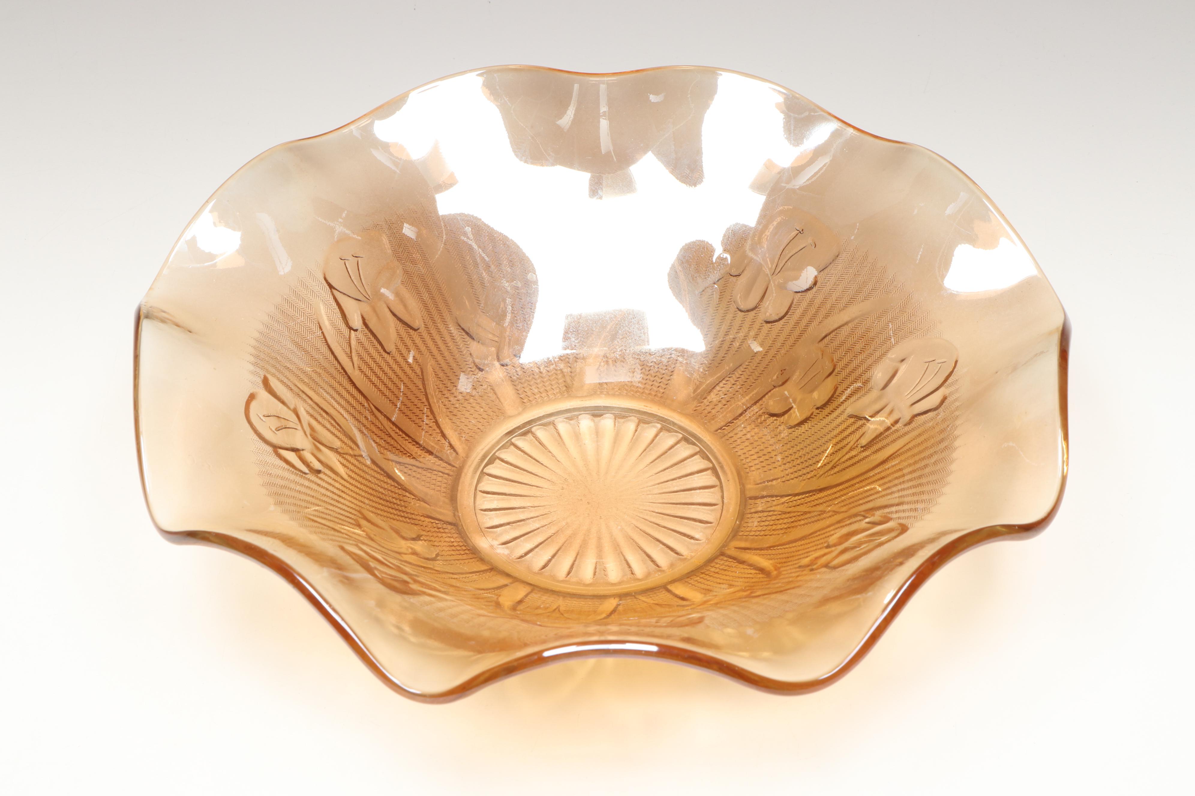 Uranium Glass Cake Plate and Mosser Plaques with Depression Glass ...