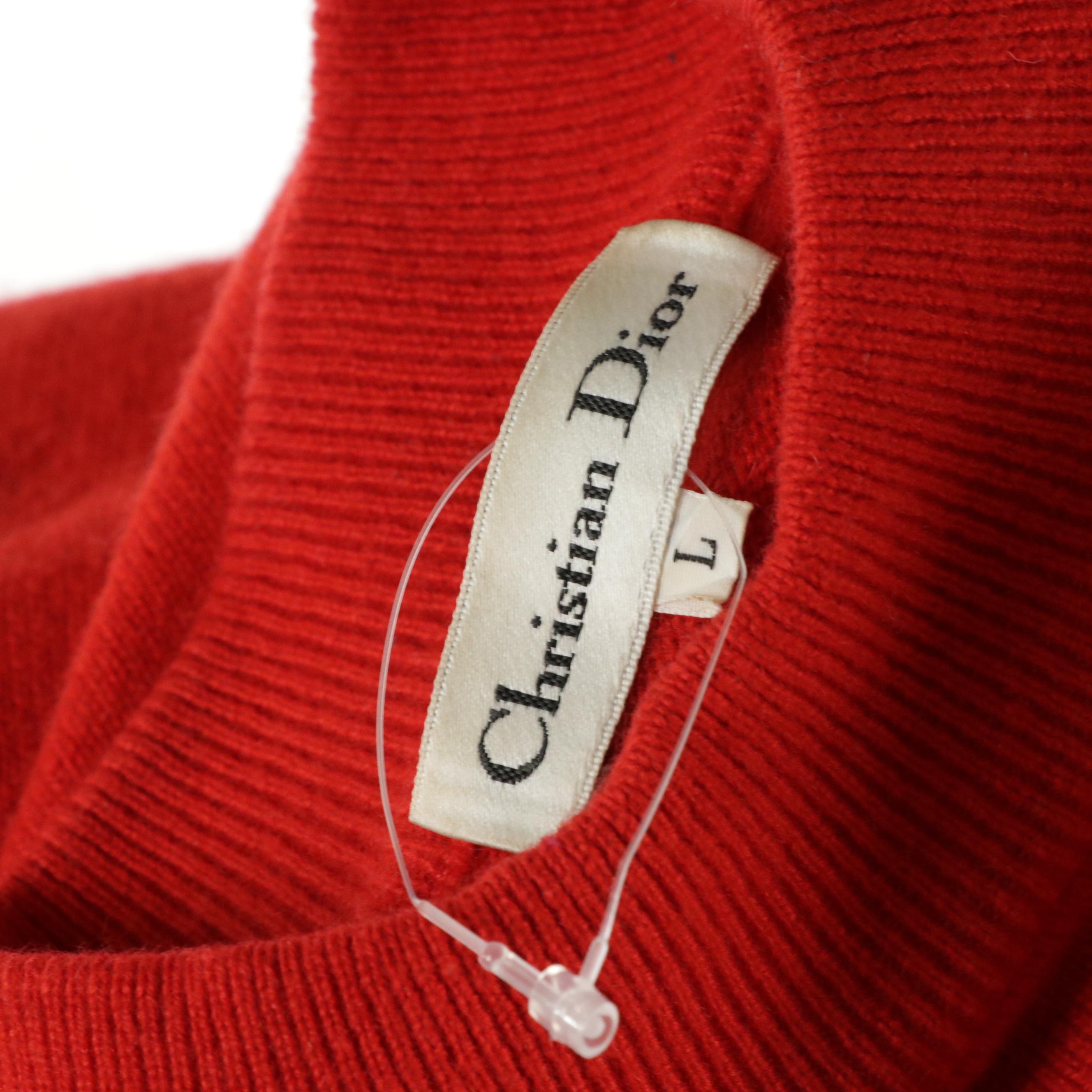 Christian Dior Red Knit Sweater with Embroidered Logo | EBTH