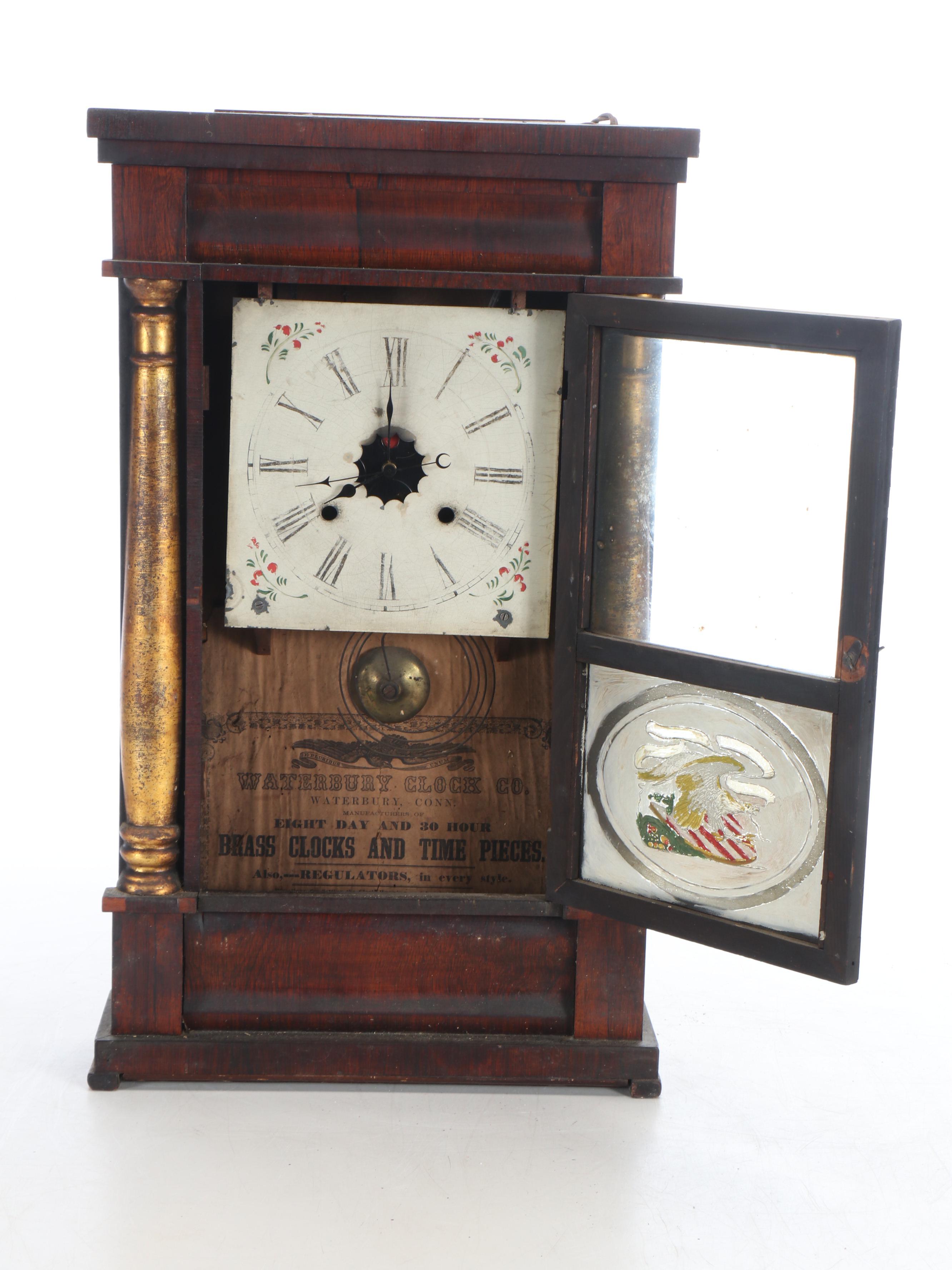 Waterbury Wooden Wall Clock with Reverse Glass Painting | EBTH