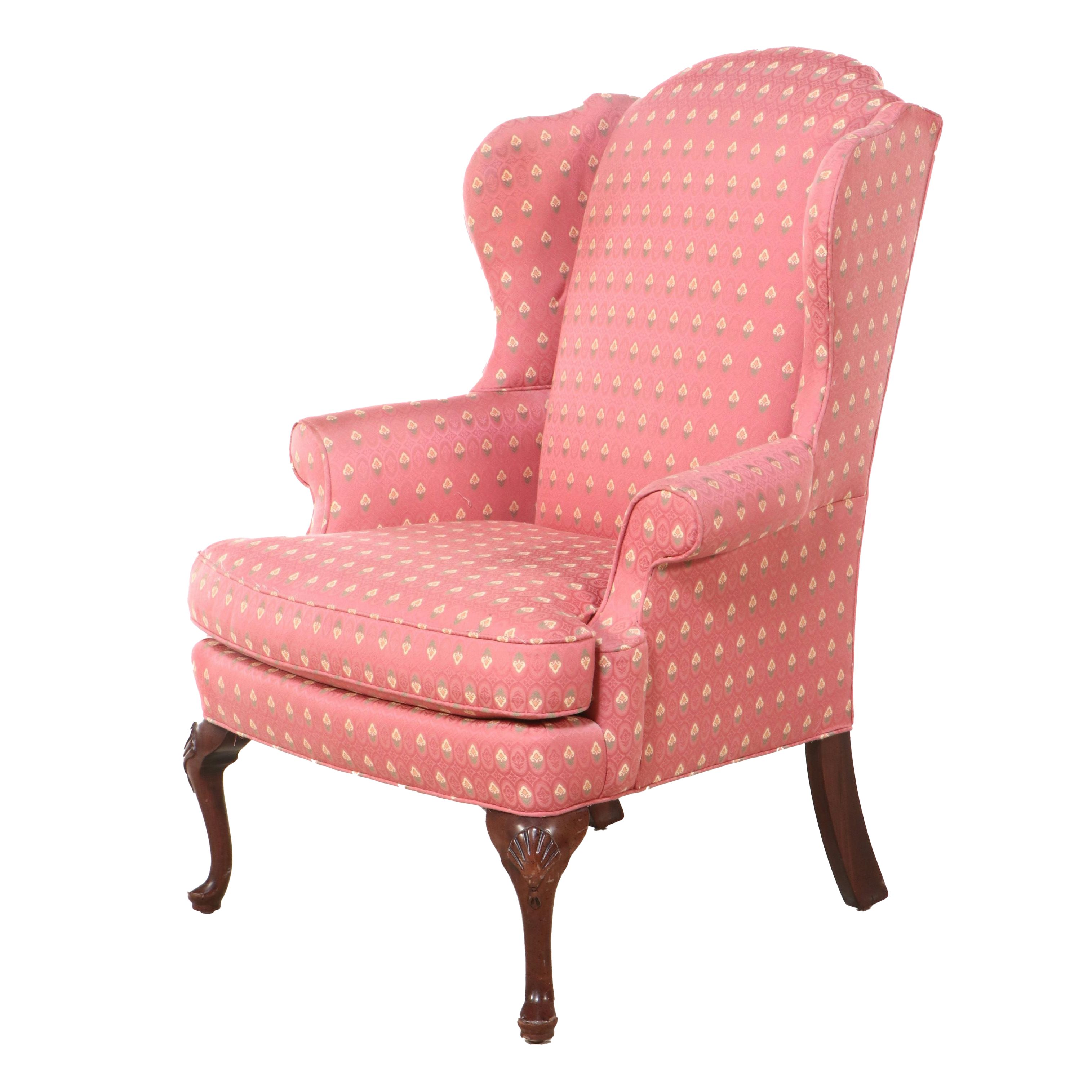 Sherrill Queen Anne Style Upholstered Wingback Chair | EBTH