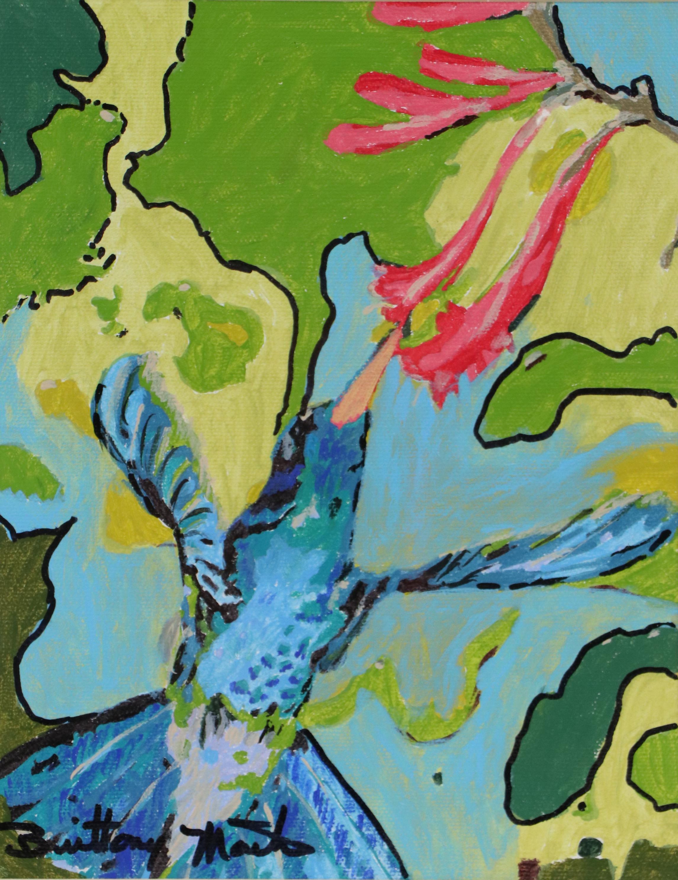 Brittony Martin Acrylic Painting of Hummingbird, Circa 2025 | EBTH