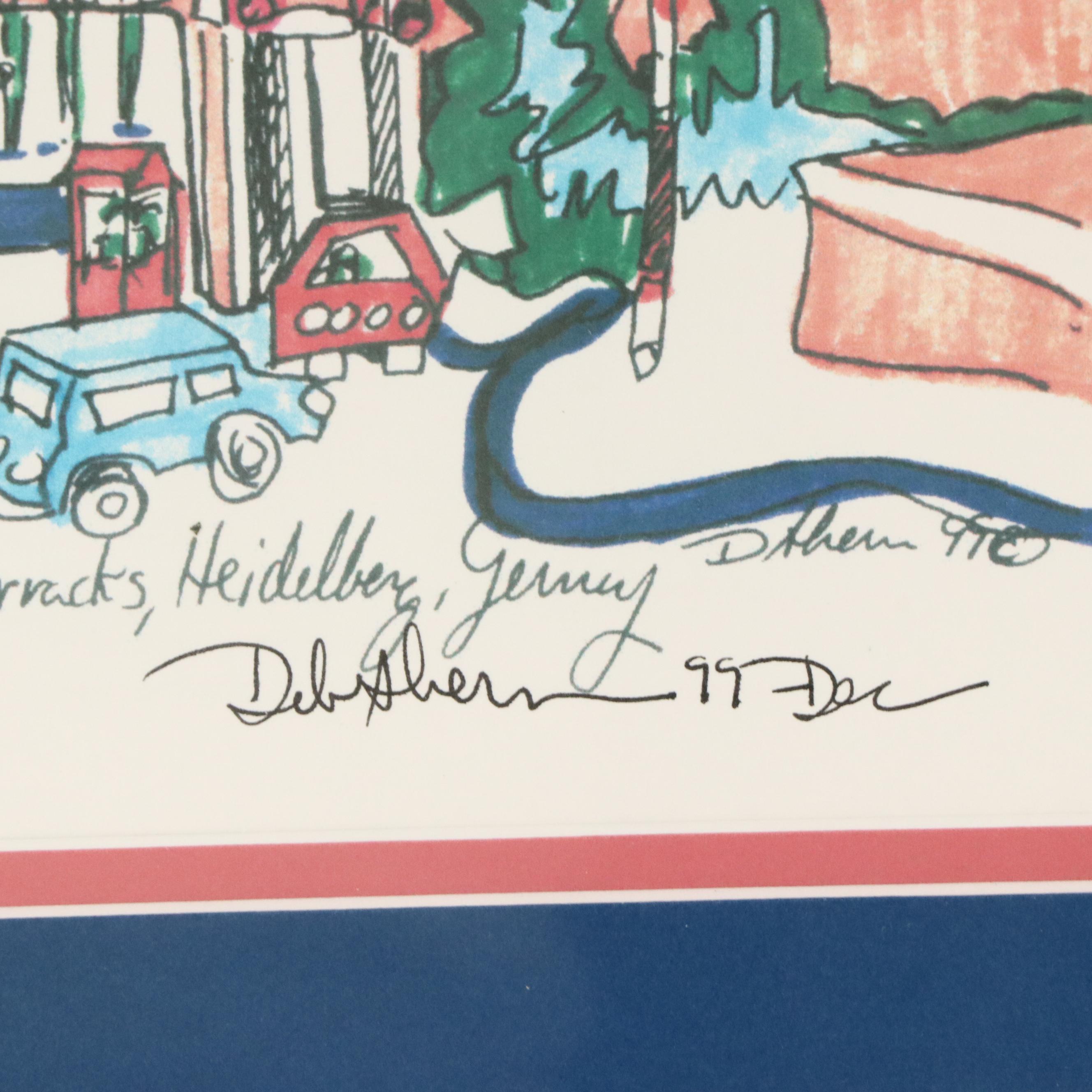 Deborah K. Ahern Lithograph Print "Campbell Barracks, Heidelberg ...