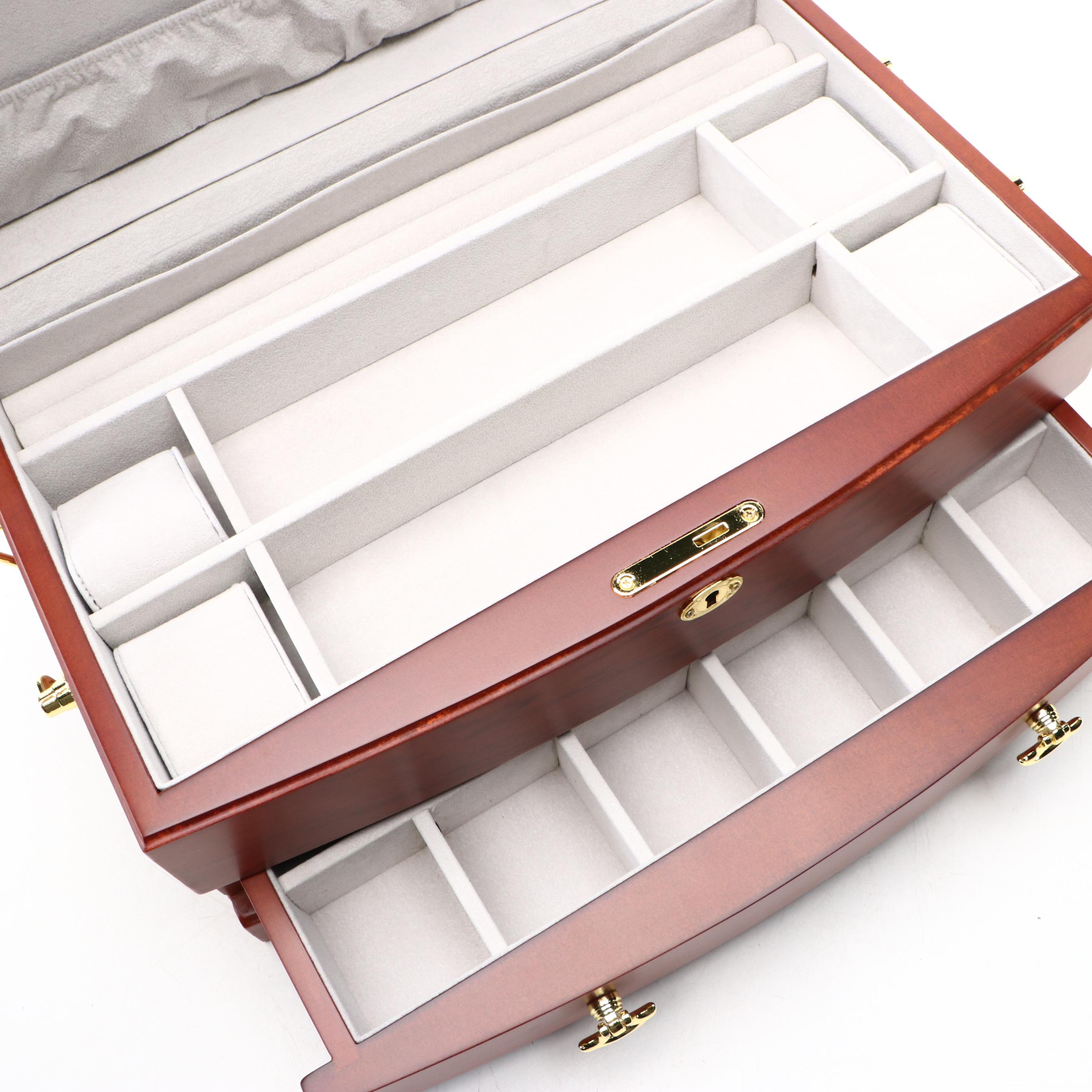 Jere Cherry Finished Locking Jewelry Box | EBTH