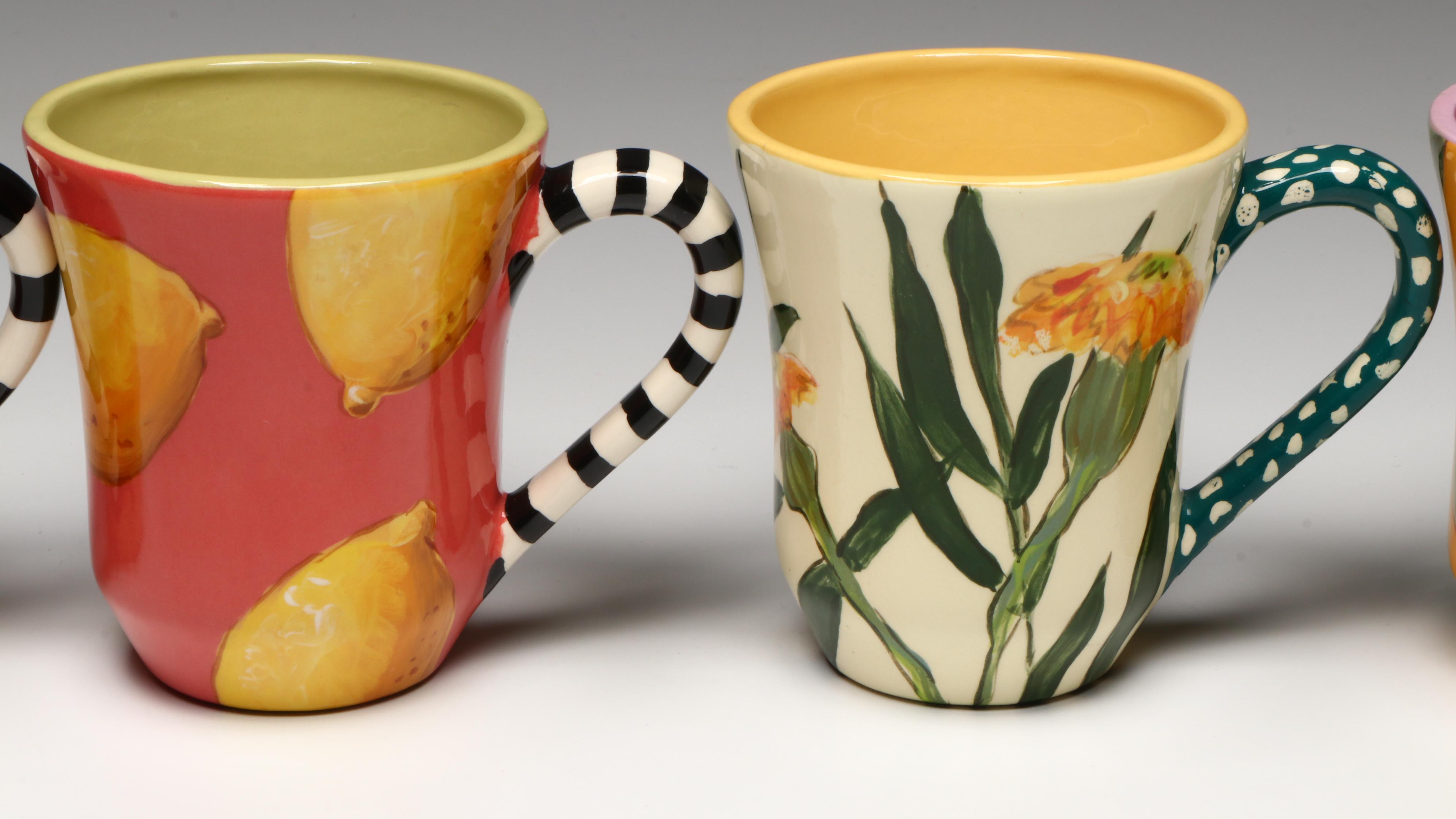 Vintage Droll Designs Hand-Painted Mugs | EBTH