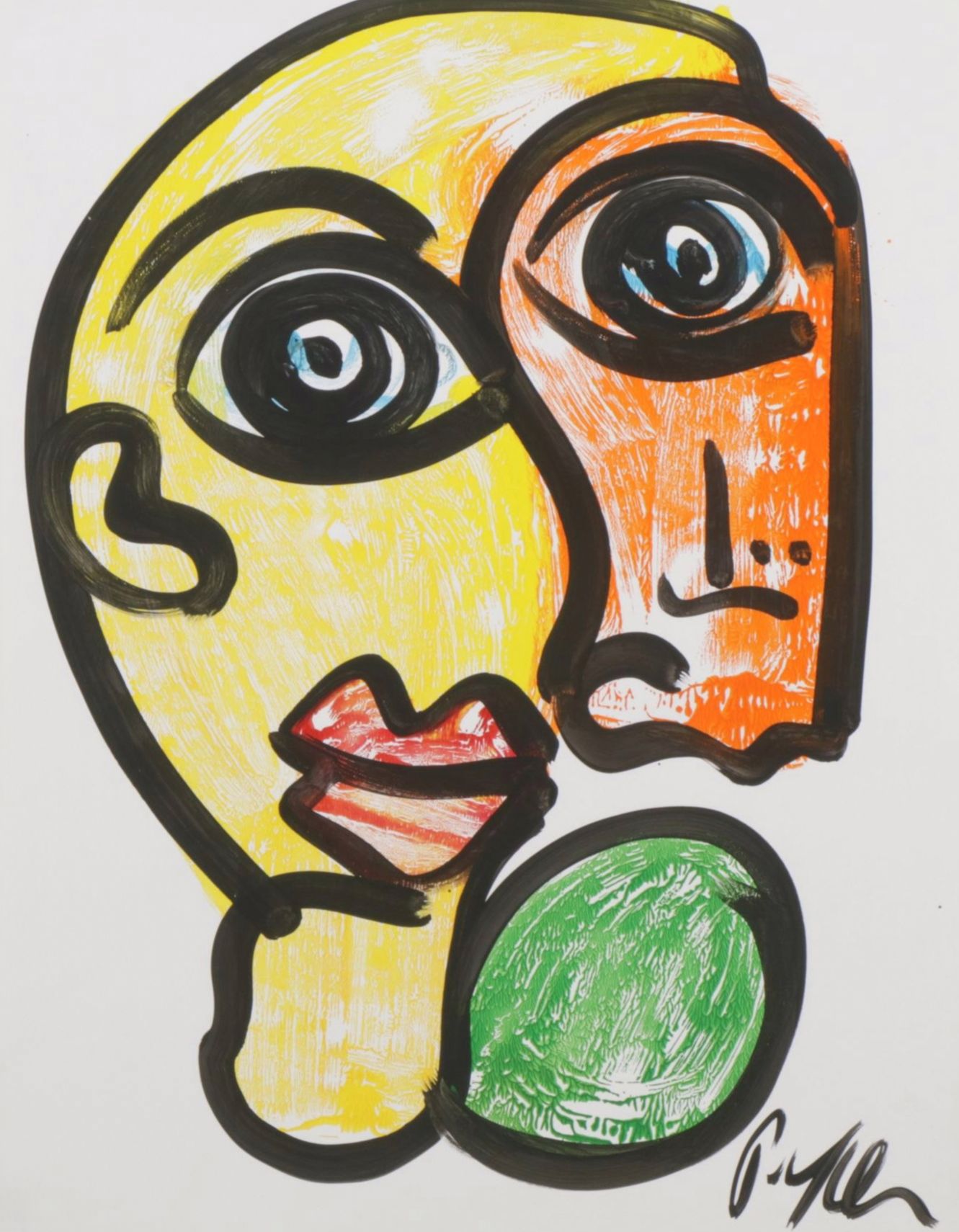 Large Scale Peter Robert Keil Abstract Acrylic Portrait, Early 21st ...