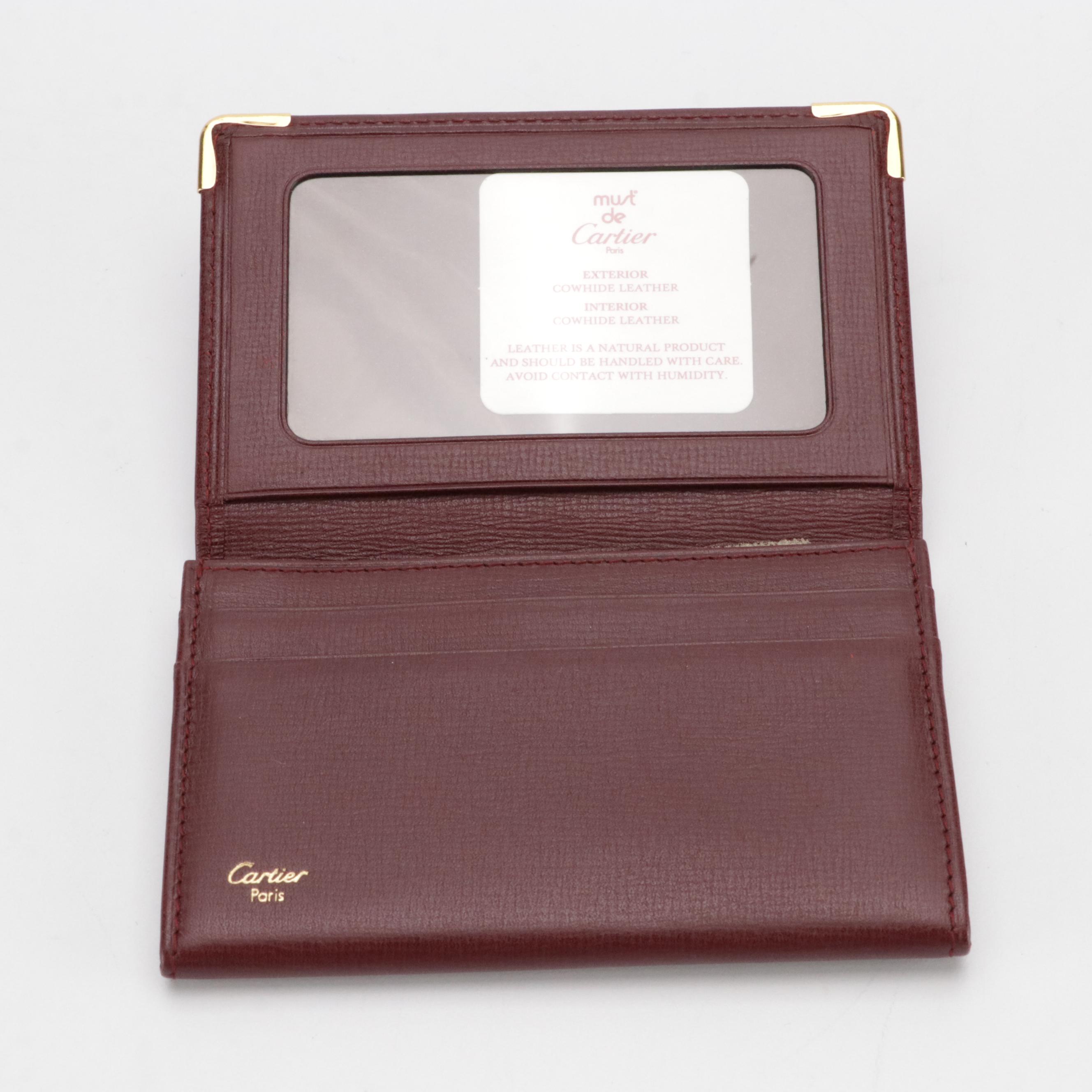 Cartier Must de Cartier Card Case in Burgundy Leather with Box | EBTH