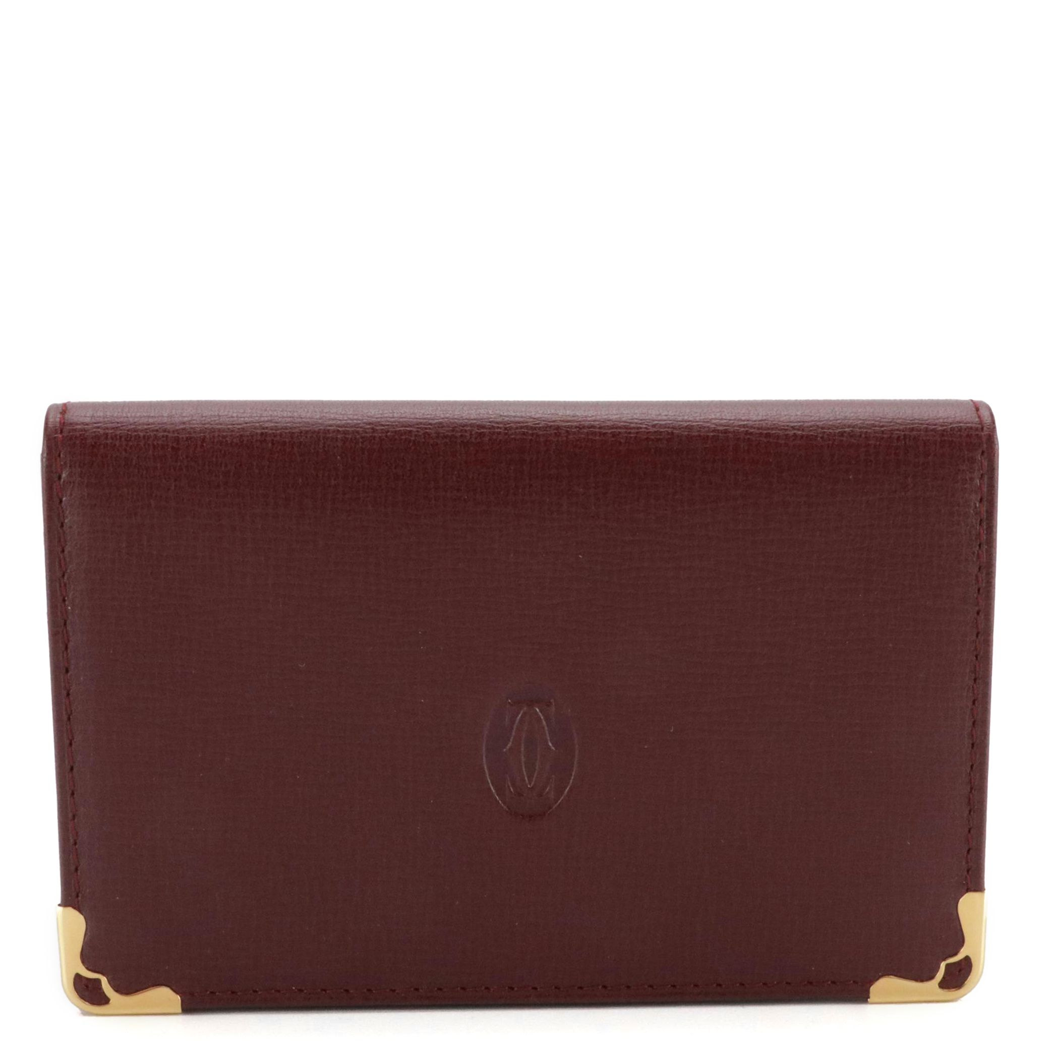 Cartier Must de Cartier Card Case in Burgundy Leather with Box | EBTH