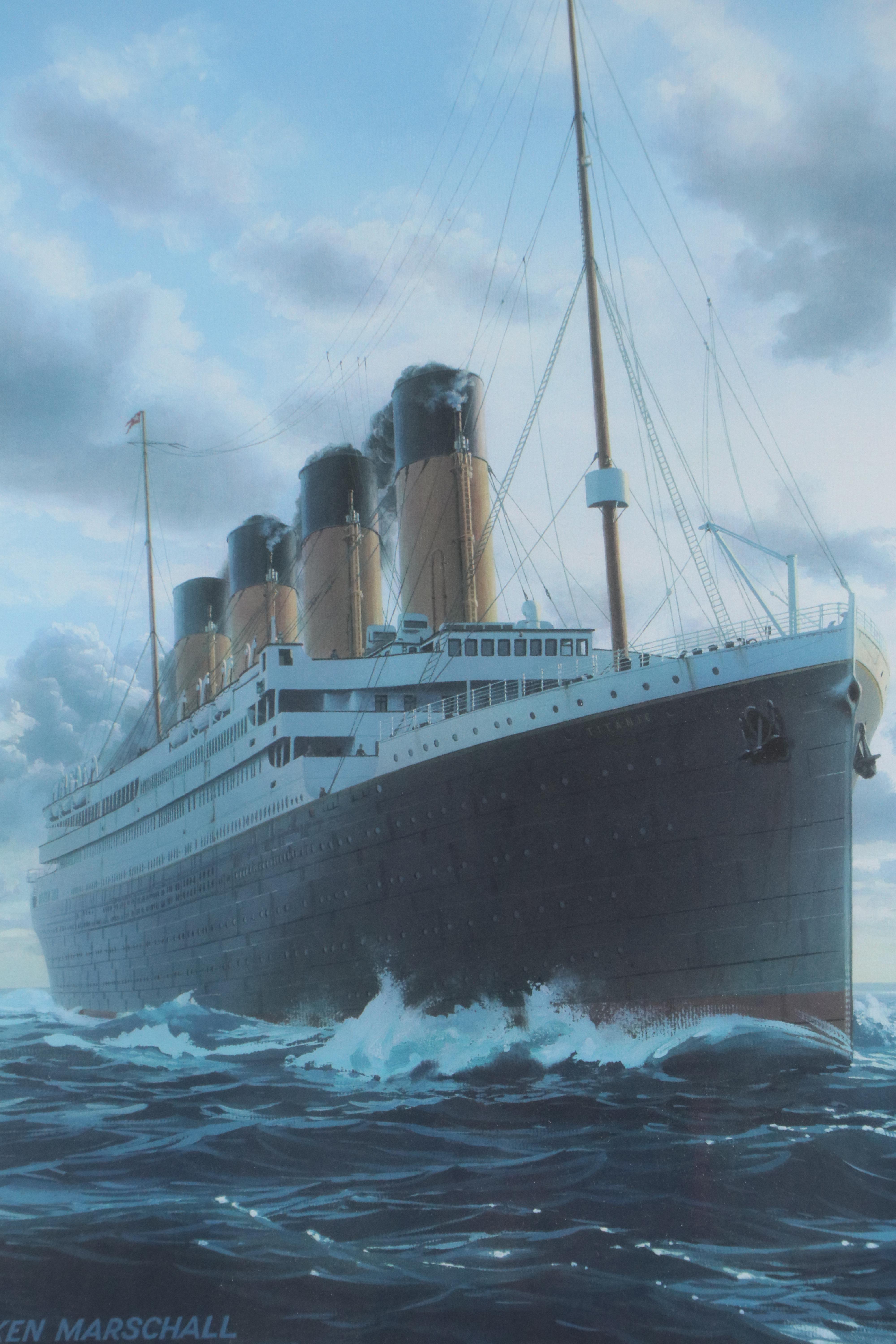 Titanic Survivor Signed Ken Marschall Offset Lithograph "Titanic at Sea ...
