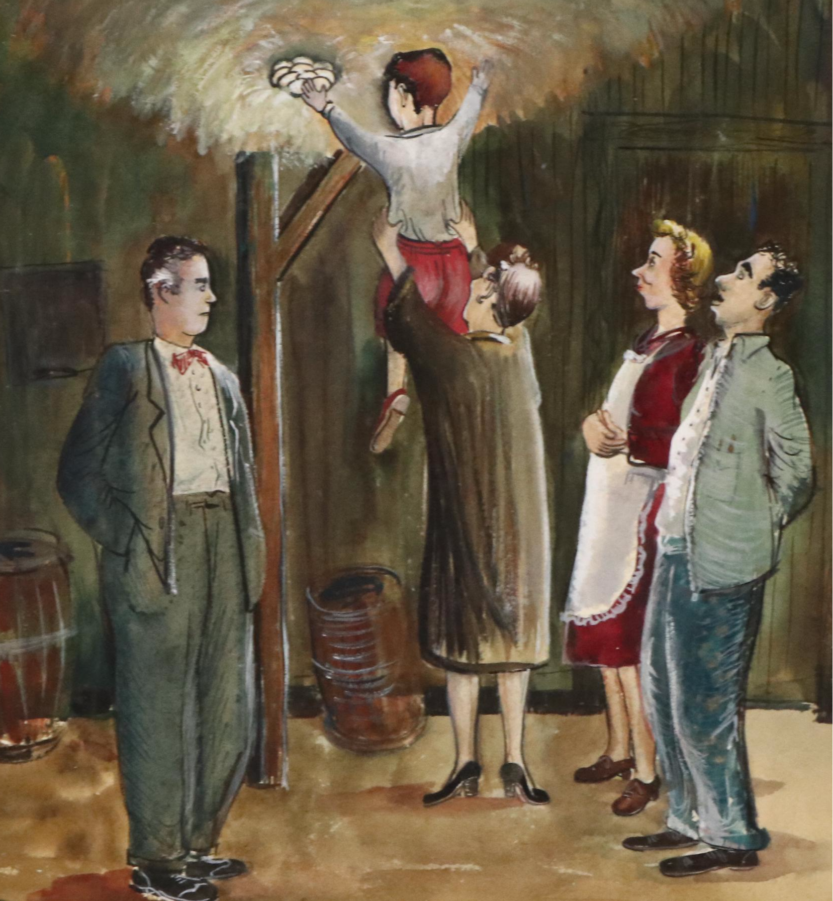 Mary Elizabeth Johnson Watercolor Painting of Barn Scene | EBTH