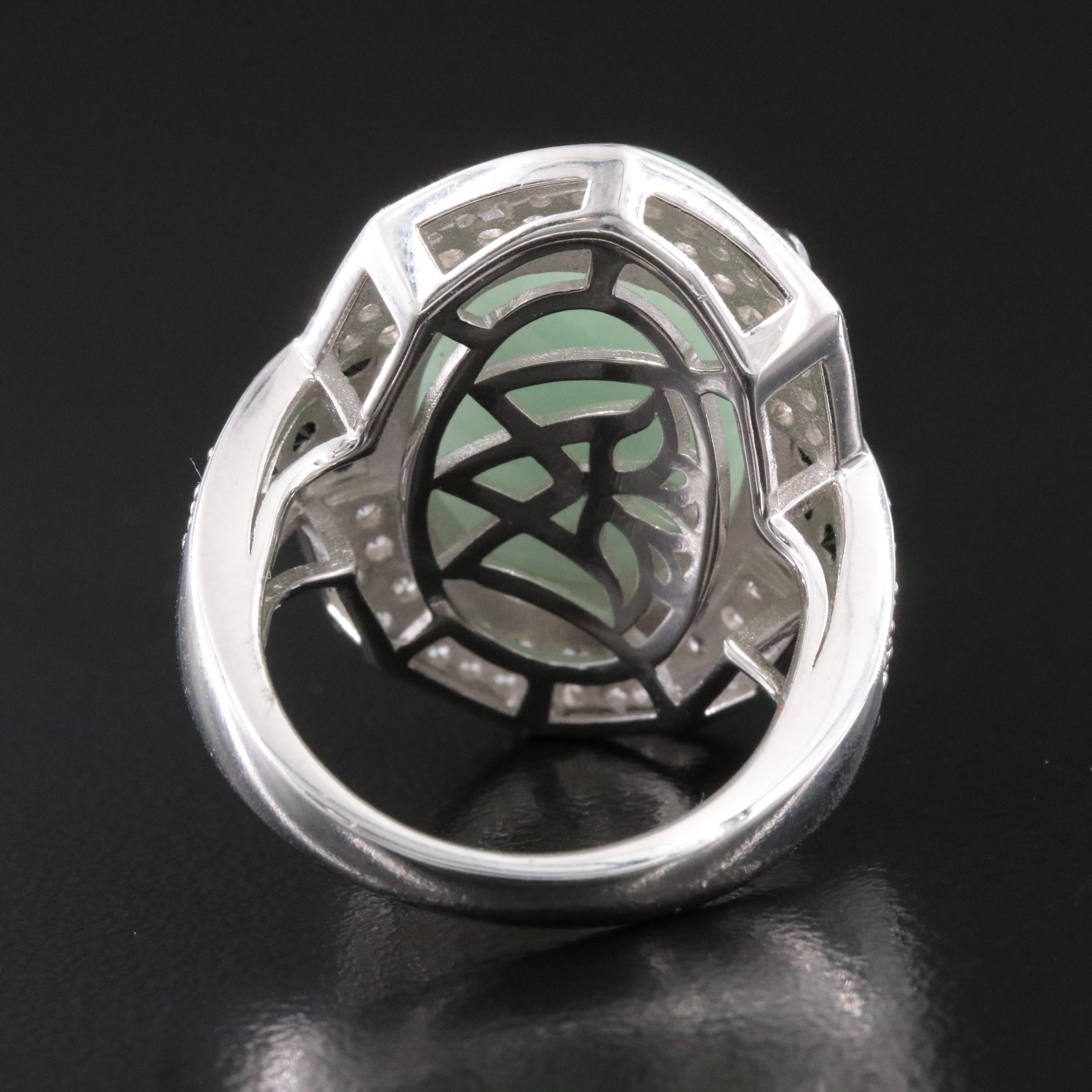 Sterling Jadeite, Zircon and CZ Ring | EBTH