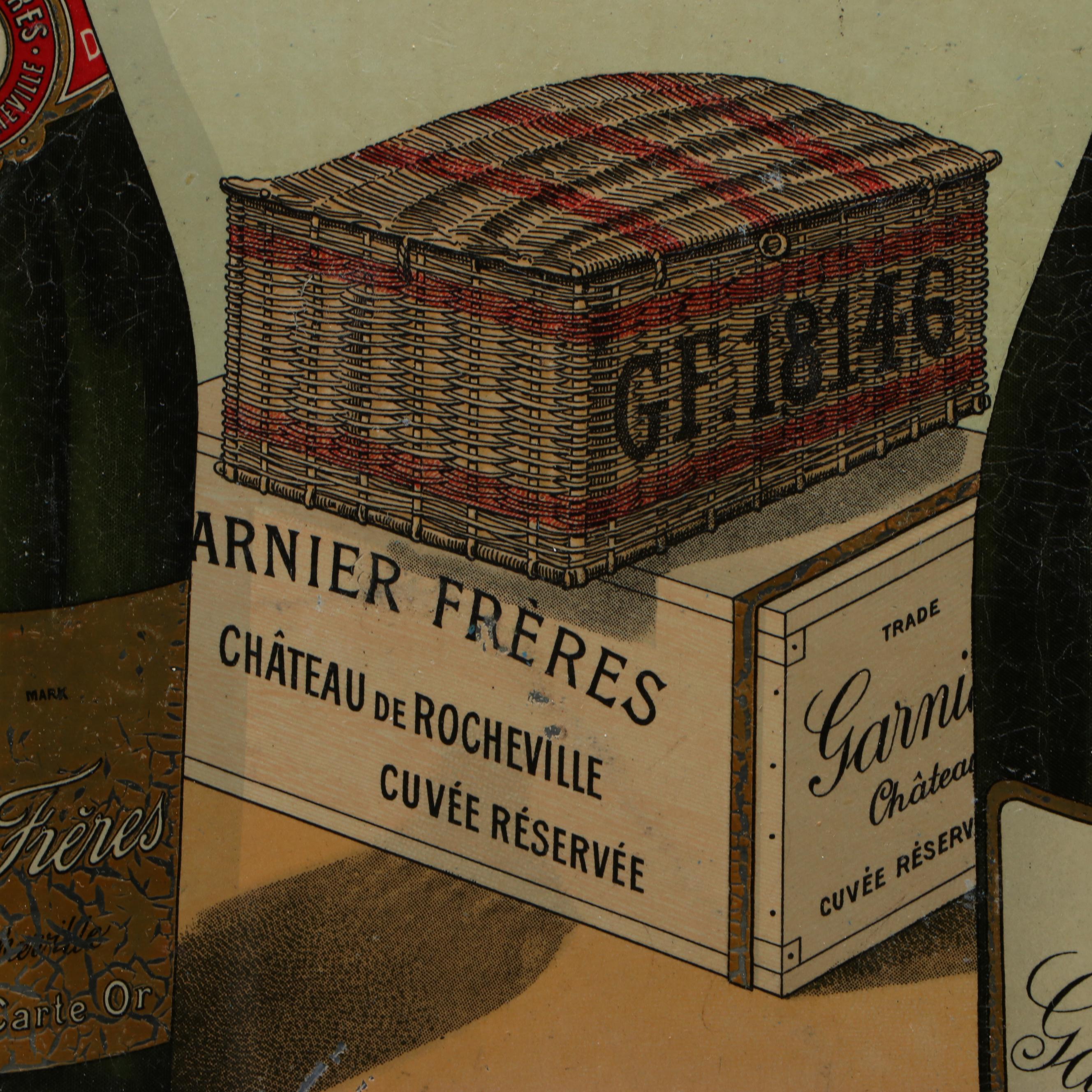 French Garnier Frères Champagne Tin Litho Sign | EBTH