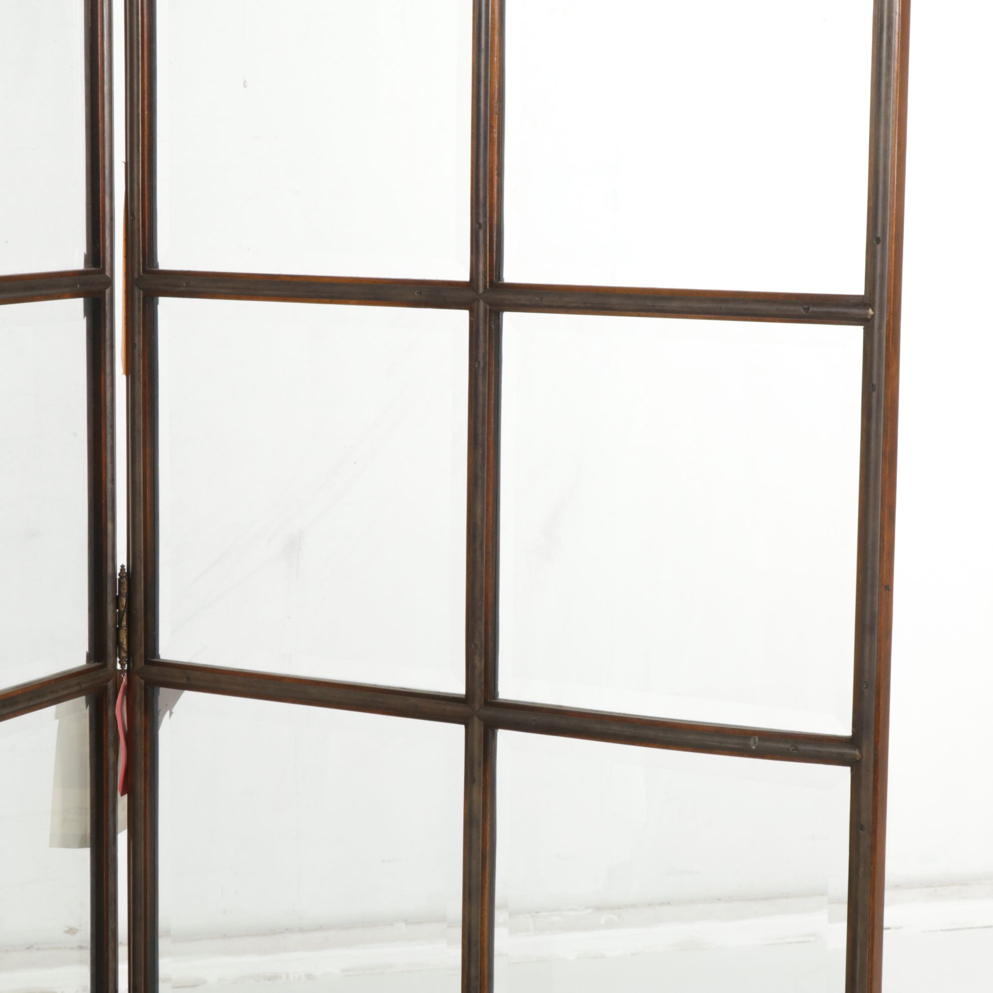 Walnut Two-Panel Rooms Screen with Beveled Glass Panes | EBTH