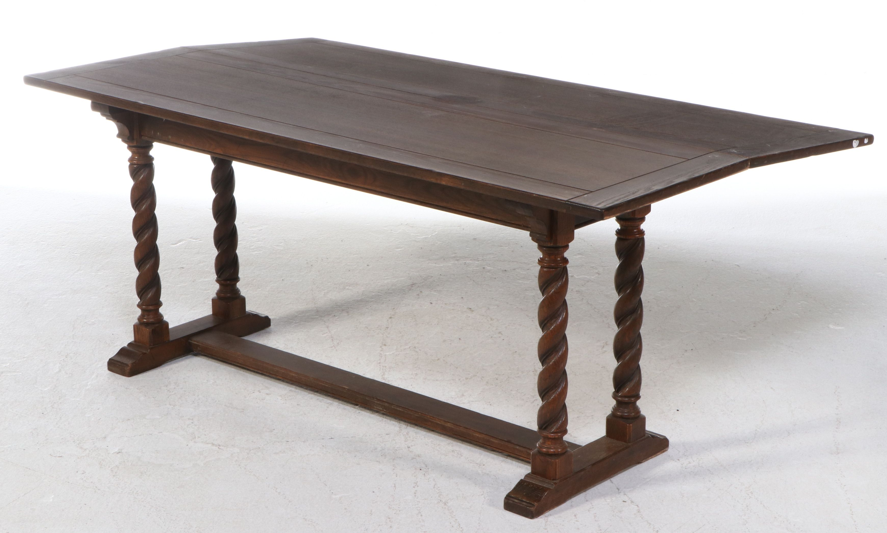 Oak Barley Twist Flip-Top Harvest Table | EBTH