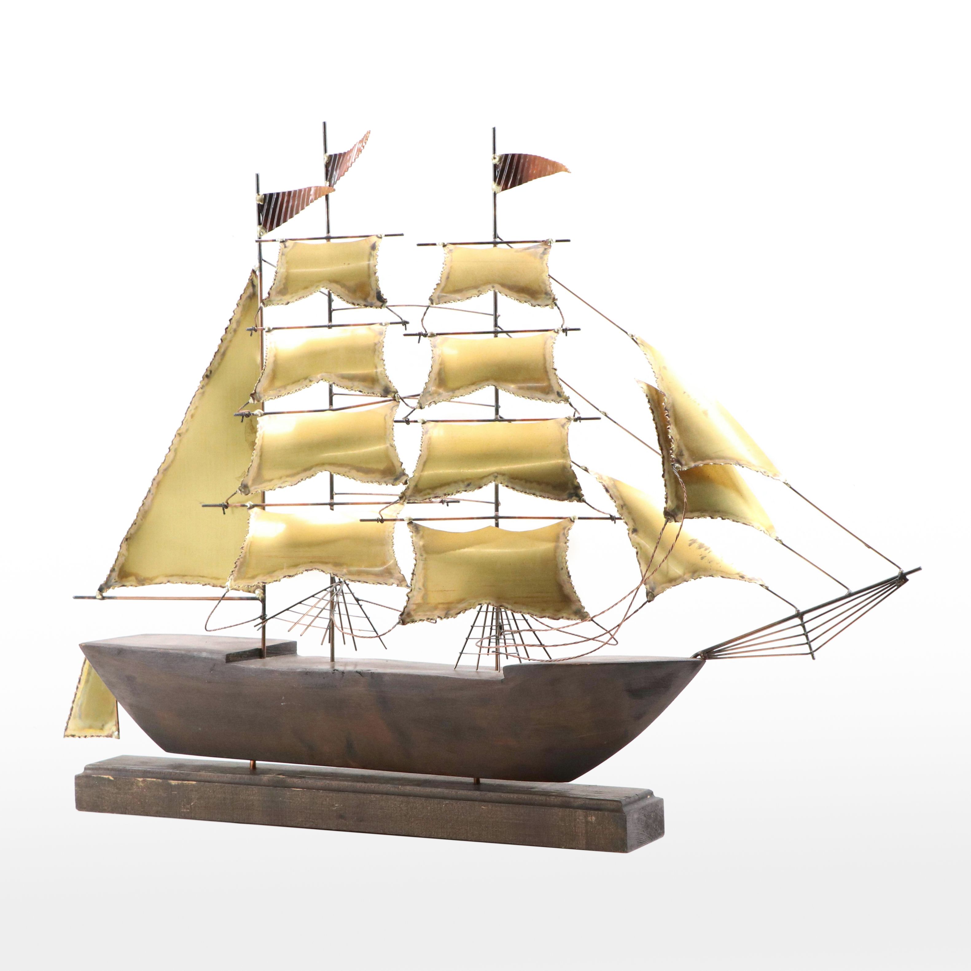 Brass, Copper, and Wood Model Clipper Ship, Mid to Late 20th Century | EBTH