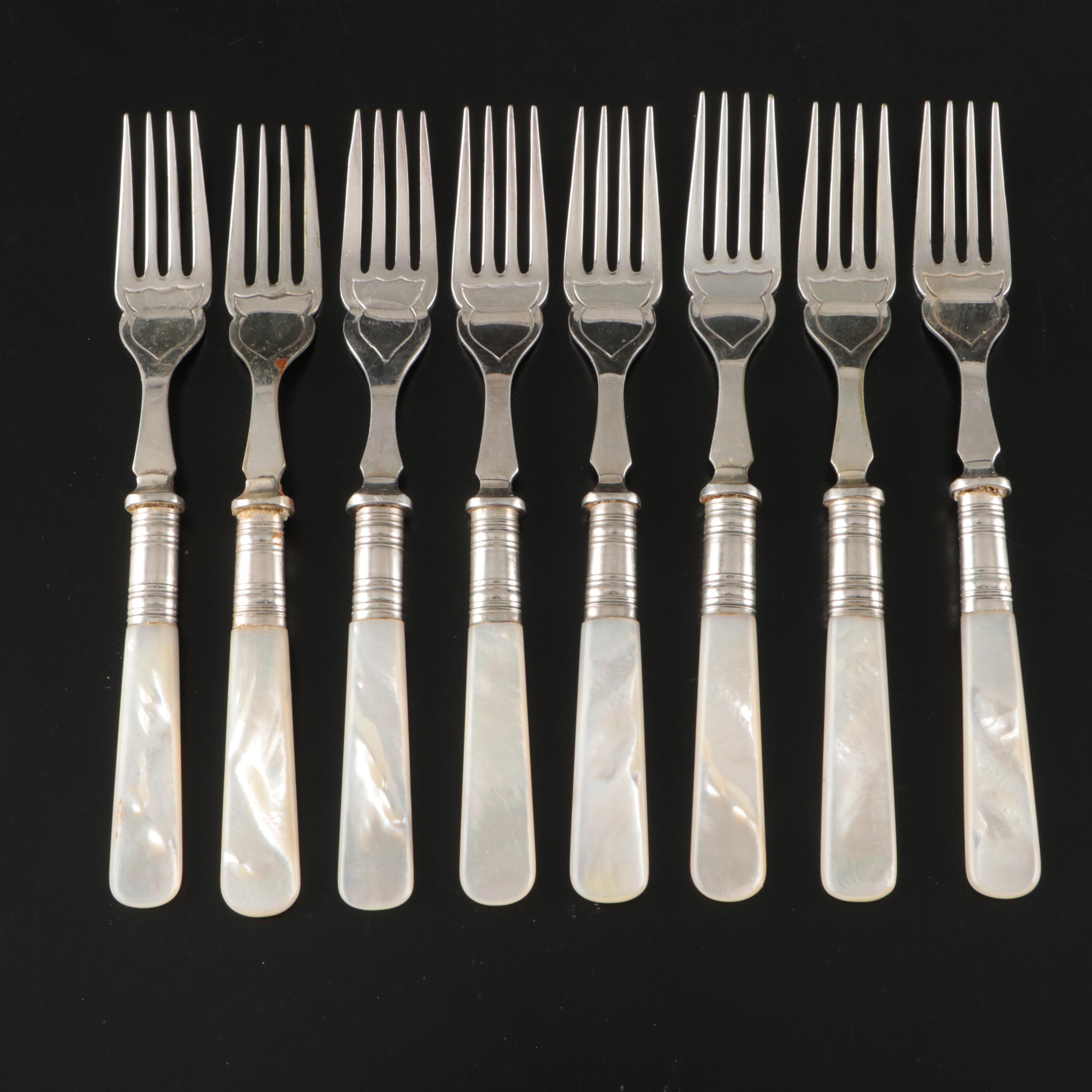 John Blyde Mother-of-Pearl Handled Silver Plate Fish Knives and Forks ...