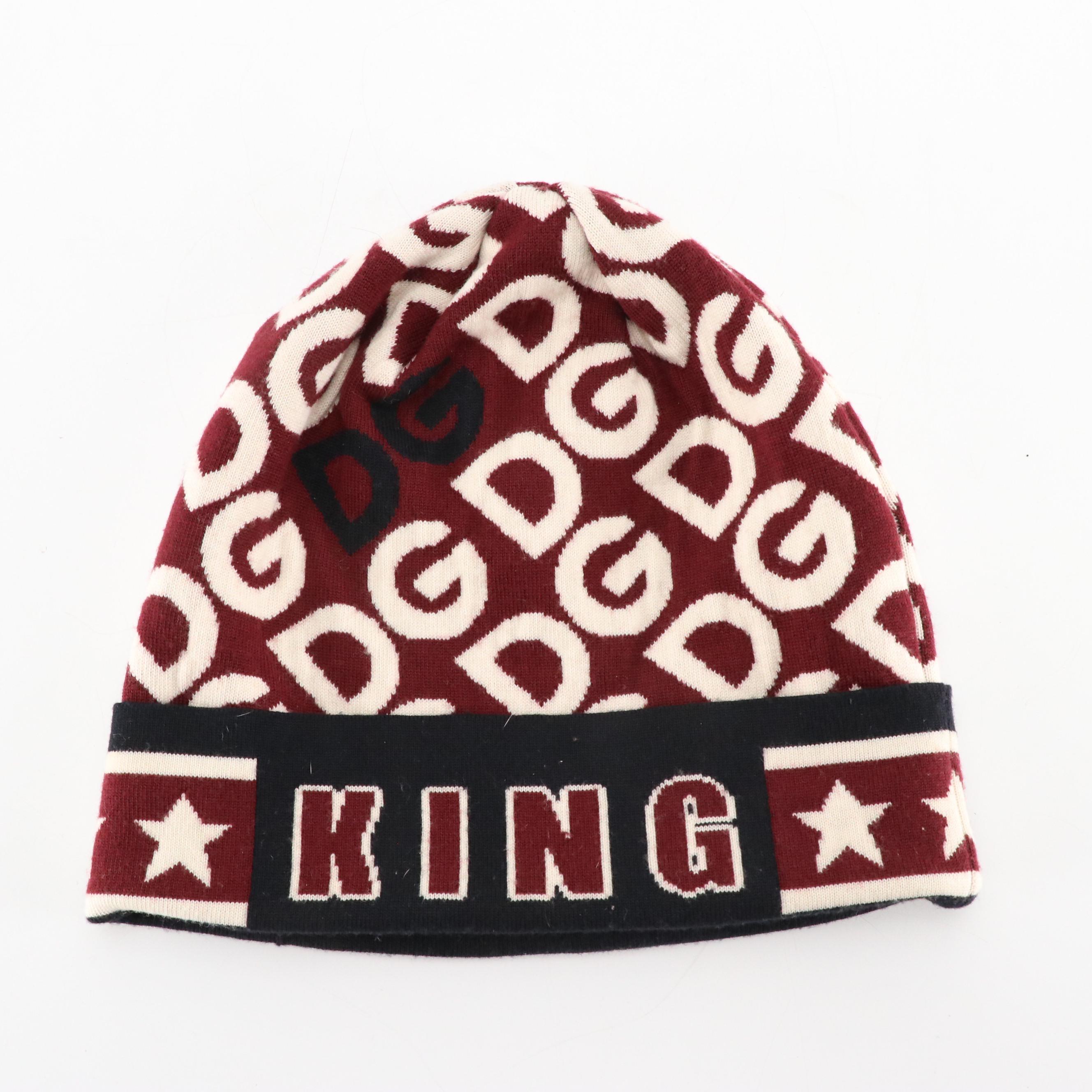 Dolce & Gabbana Monogram Logo and Star King Wool Knit Beanie | EBTH