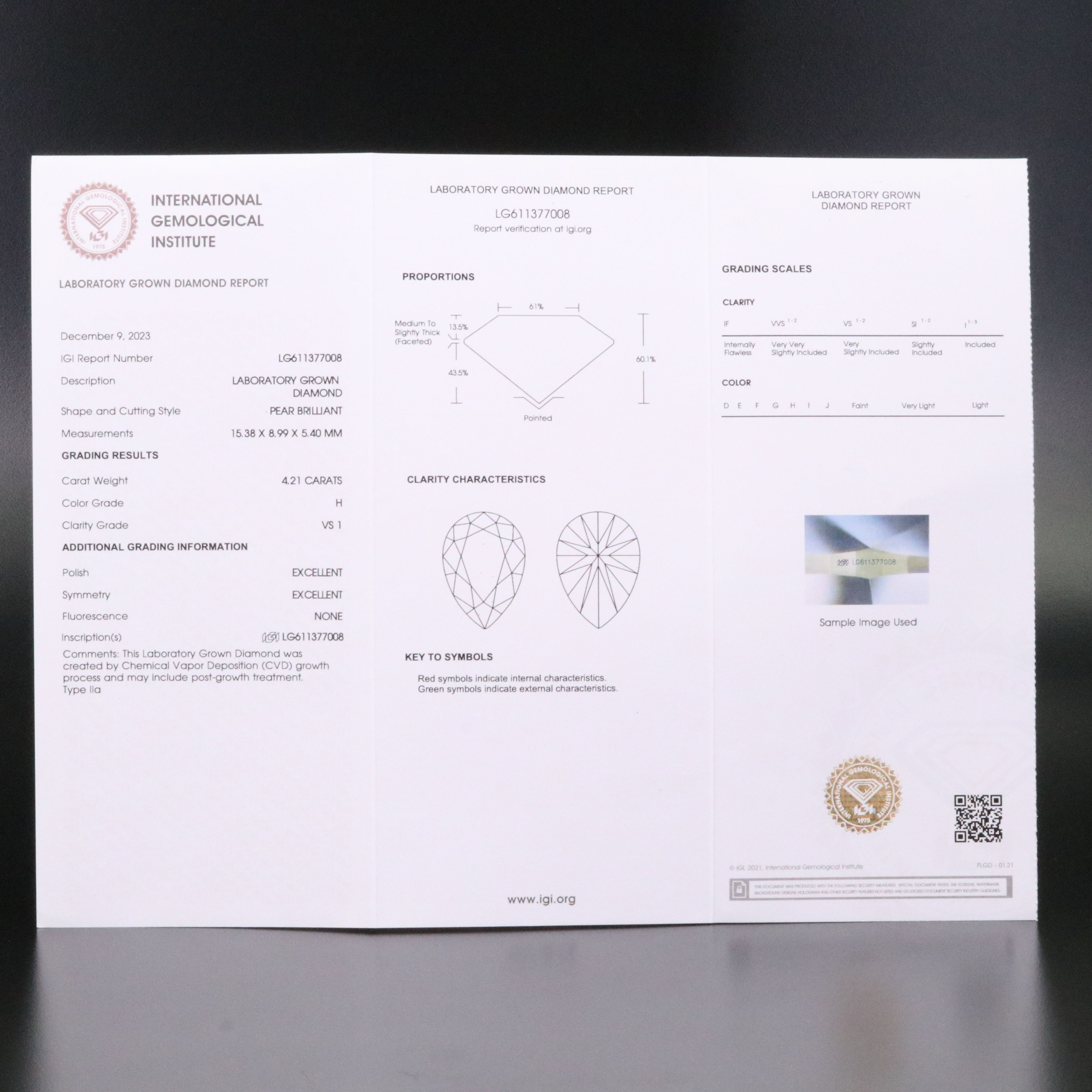 Loose 4.21 CT Lab Grown Diamond with IGI Report | EBTH