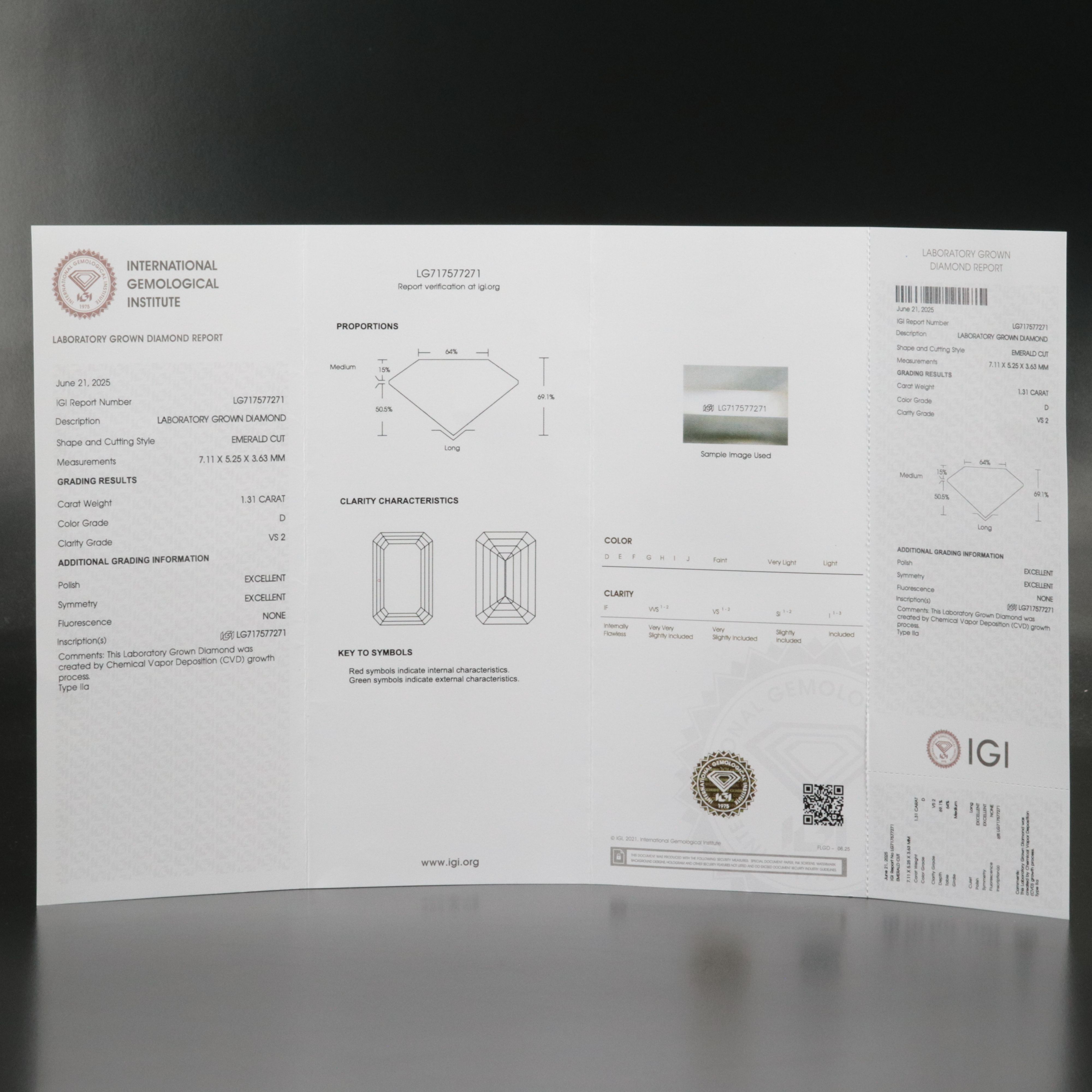 Loose 1.31 CT Lab Grown Diamond with IGI Report | EBTH