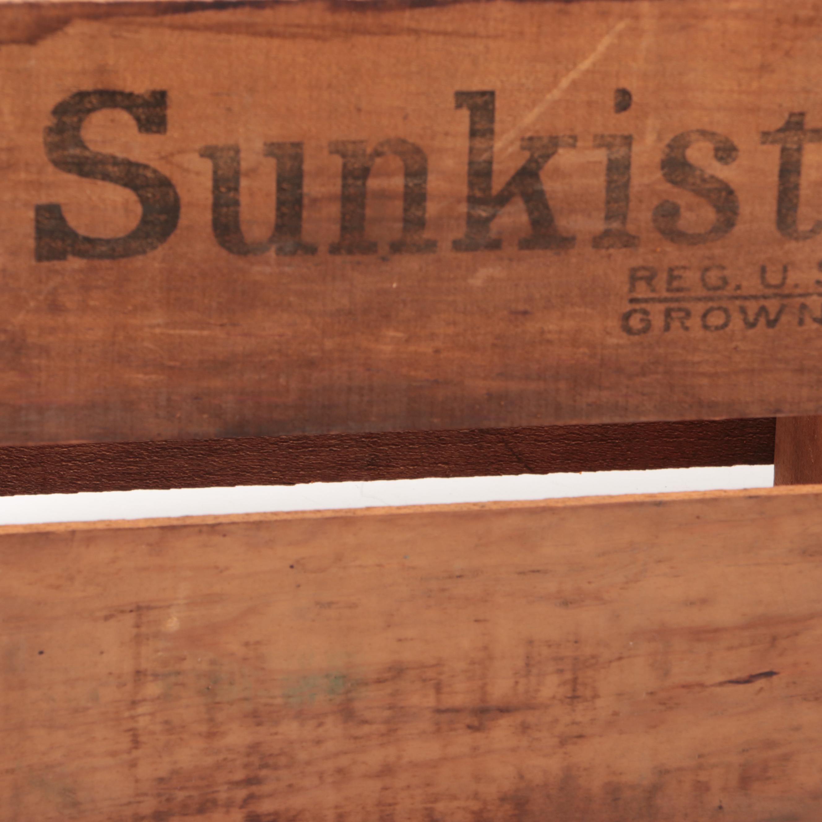 Sunkist Oranges Wooden Advertising Fruit Crate, Mid-20th Century | EBTH