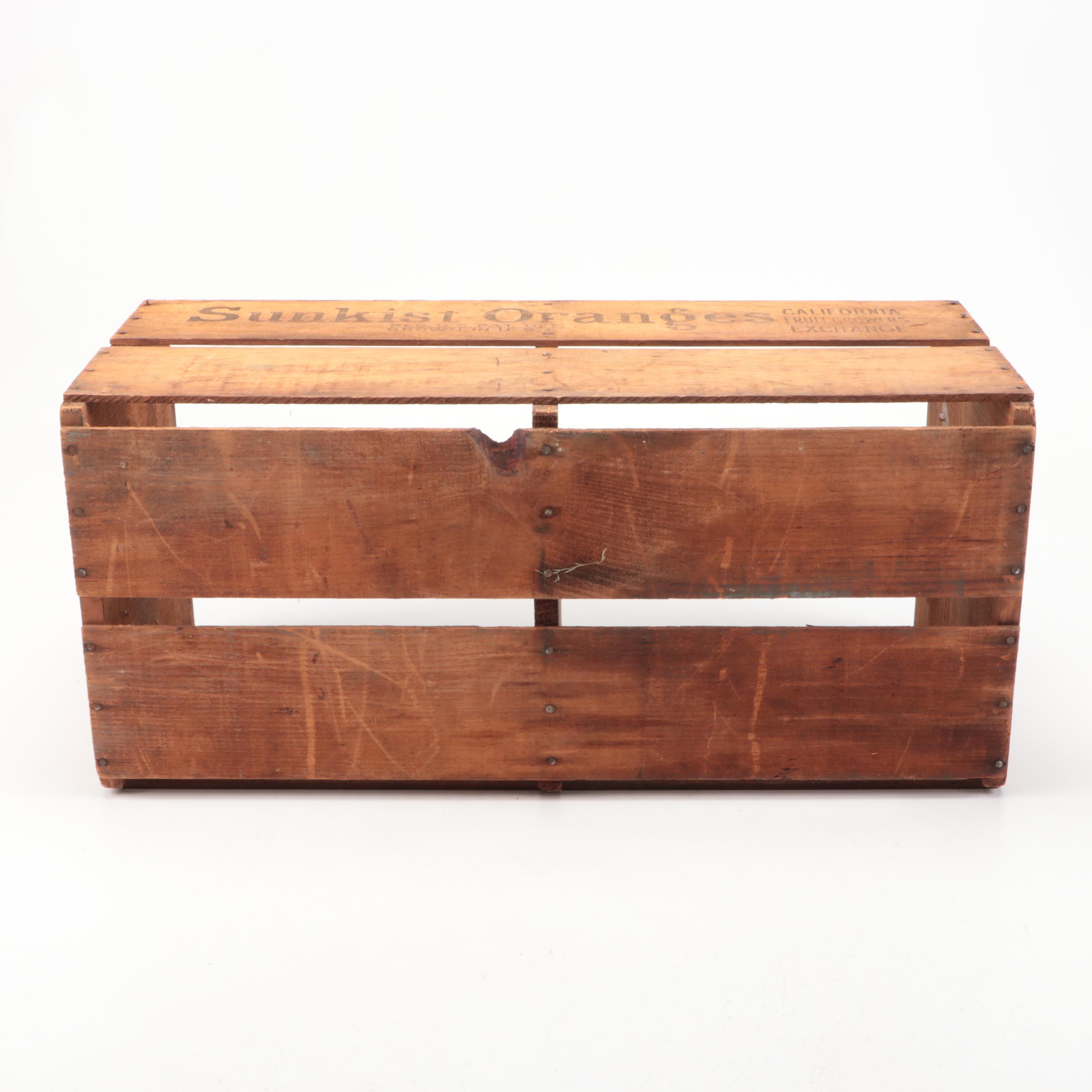 Sunkist Oranges Wooden Advertising Fruit Crate, Mid-20th Century | EBTH