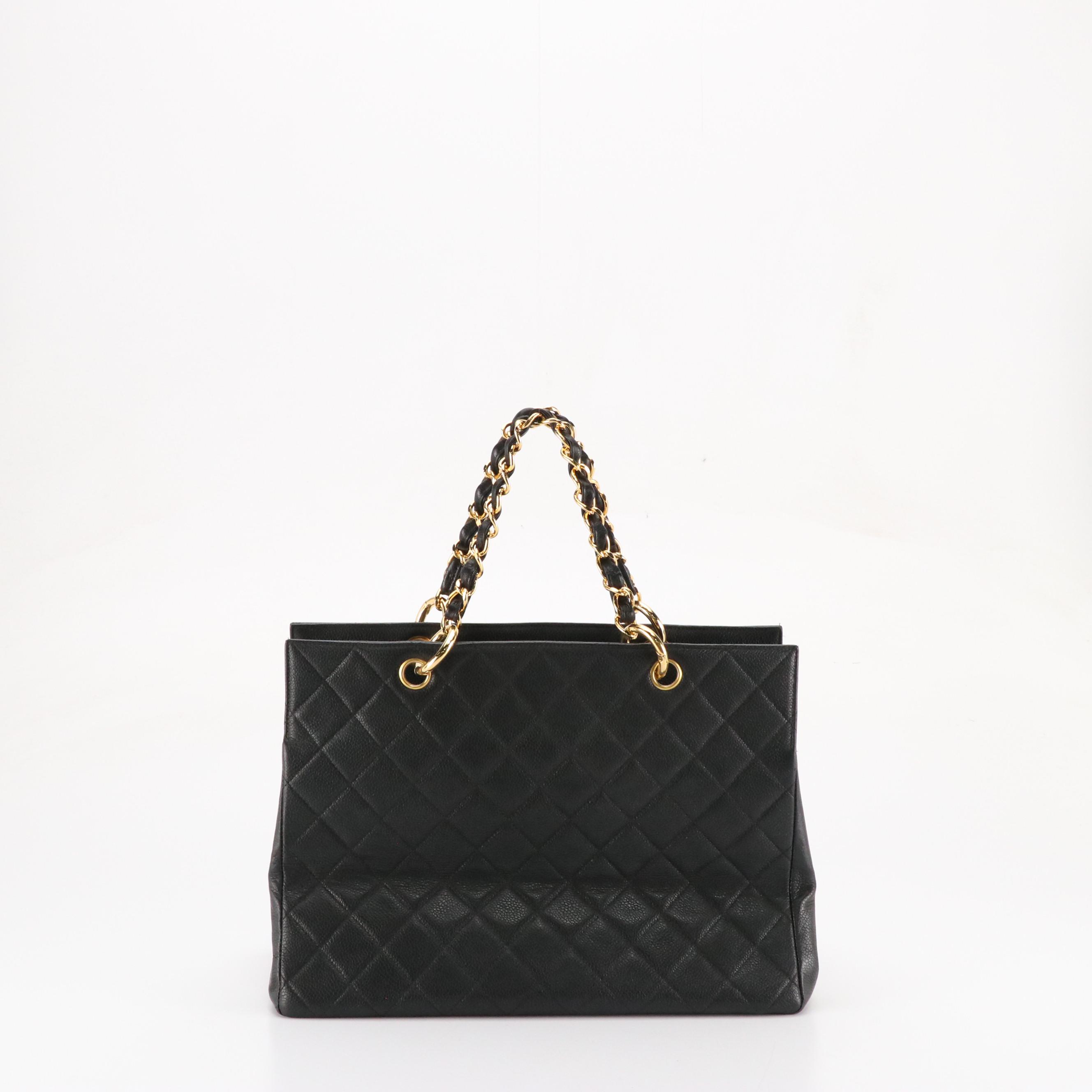 Chanel Chain Strap Shoulder Bag in Black Quilted Caviar Leather | EBTH