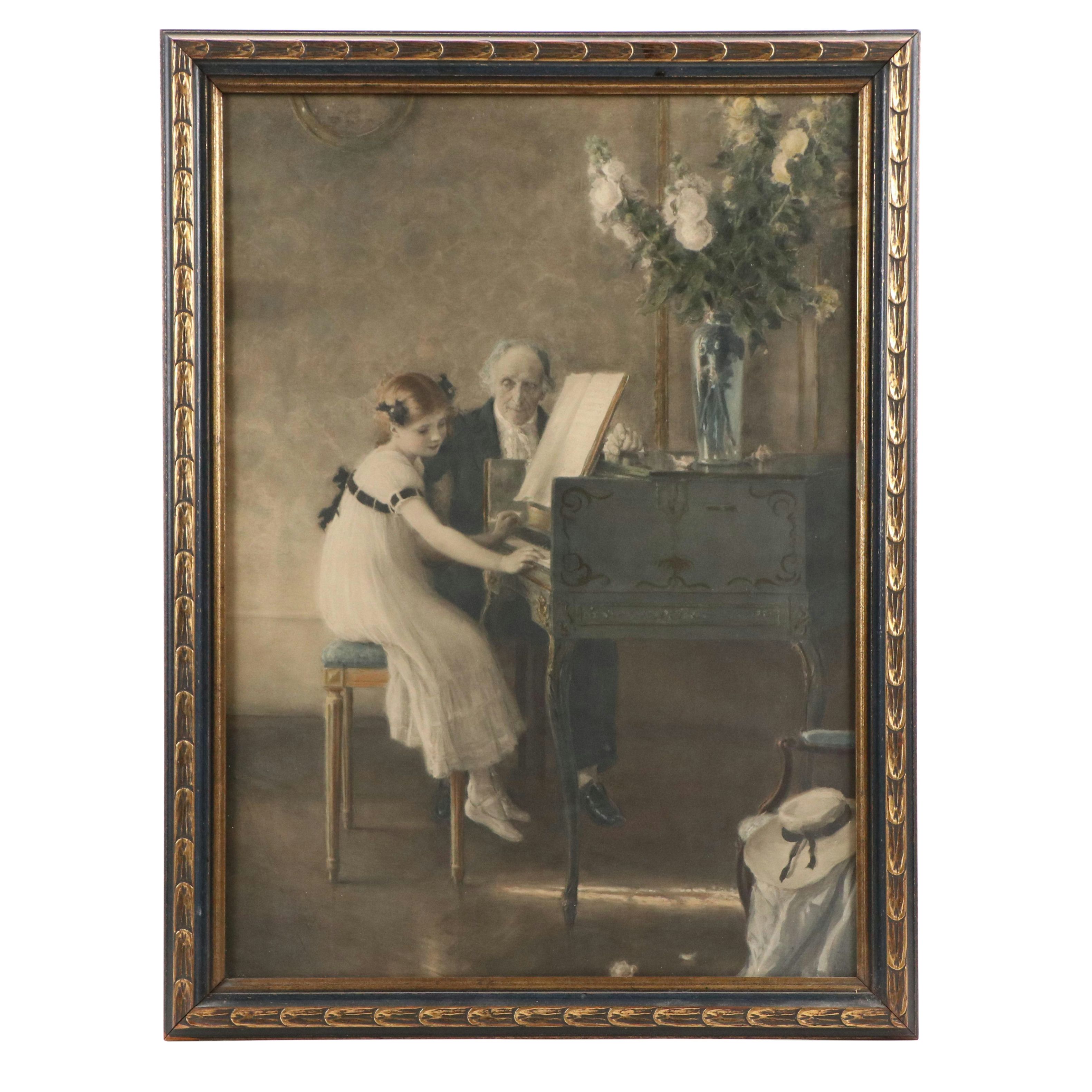 After Jules-Alexis Muenier Hand-Colored Photogravure "The Harpsichord ...