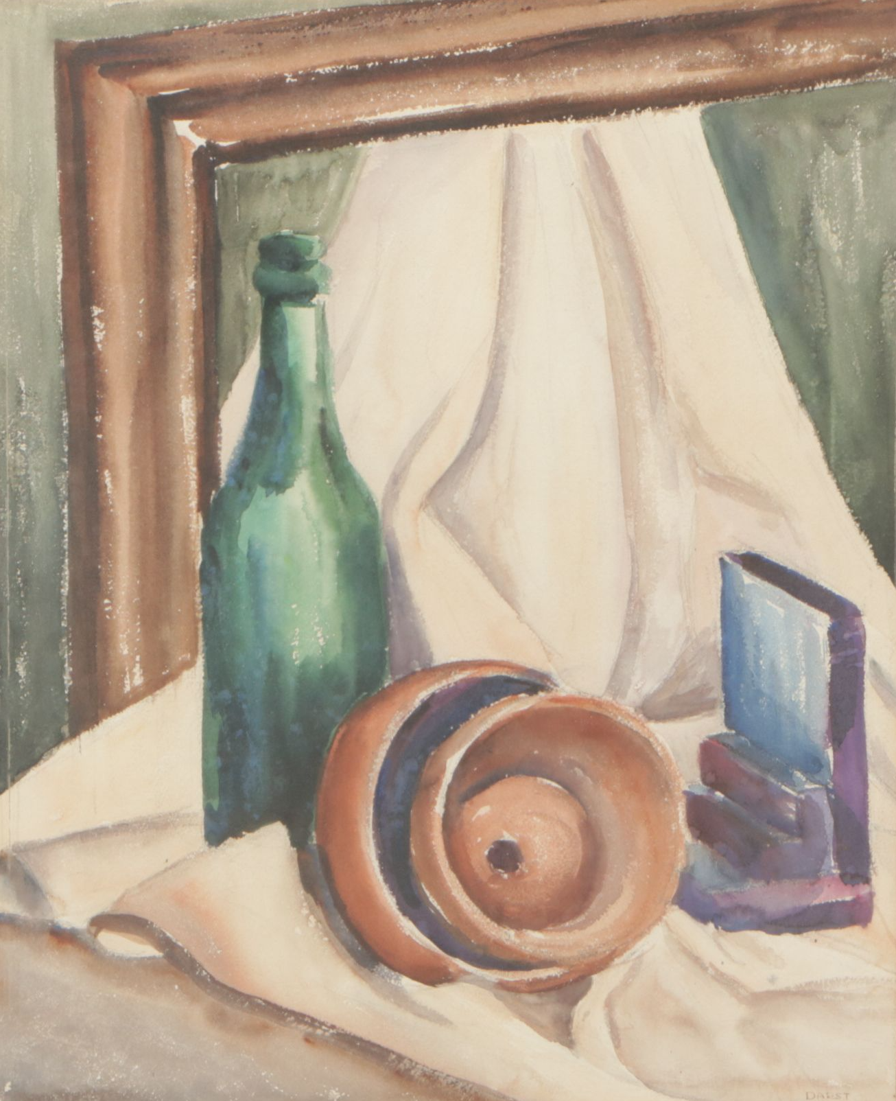 Darst Still Life Watercolor Painting of Found Objects, Late 20th ...