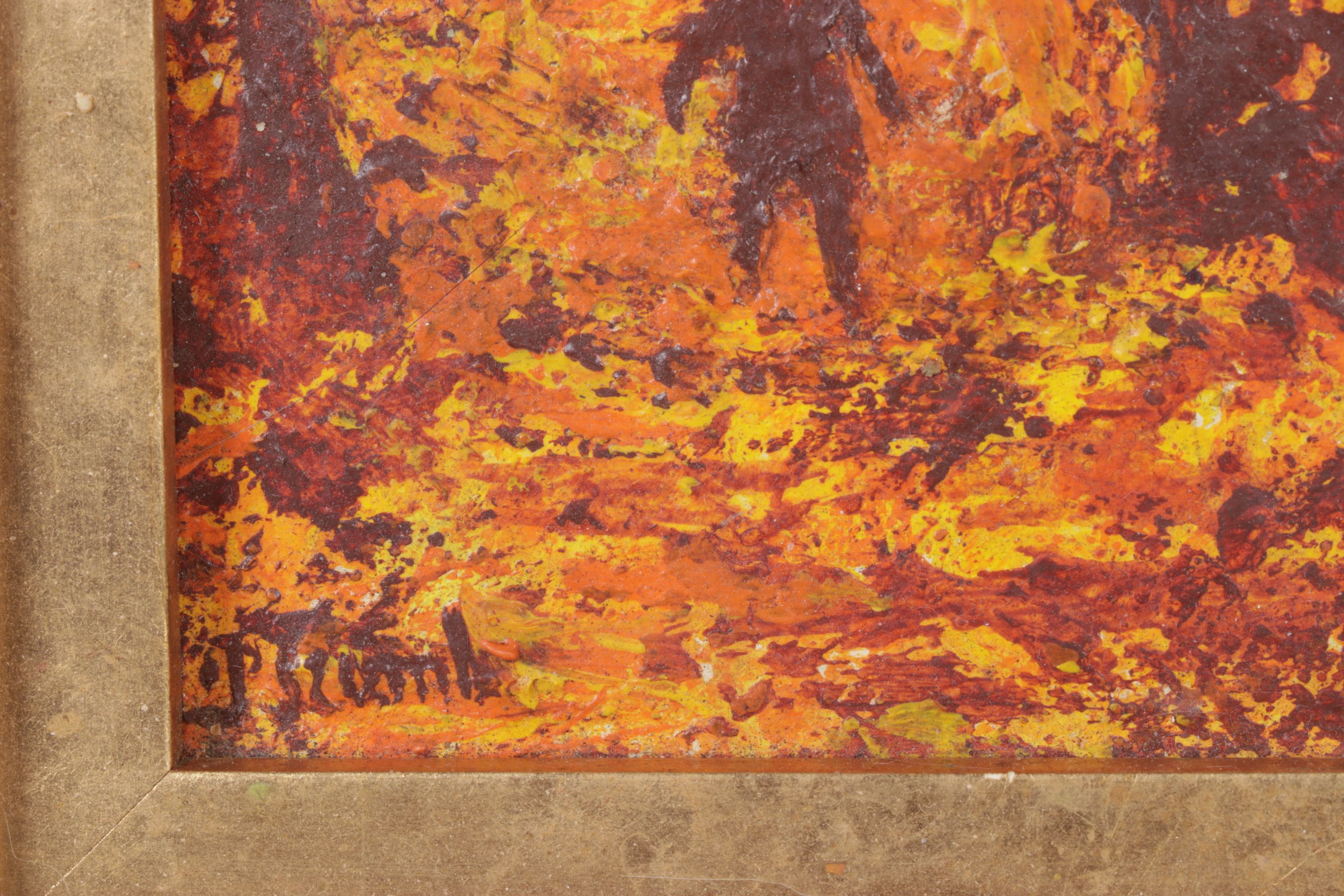 Miniature Impressionist Oil Painting of Figure Traversing Through ...